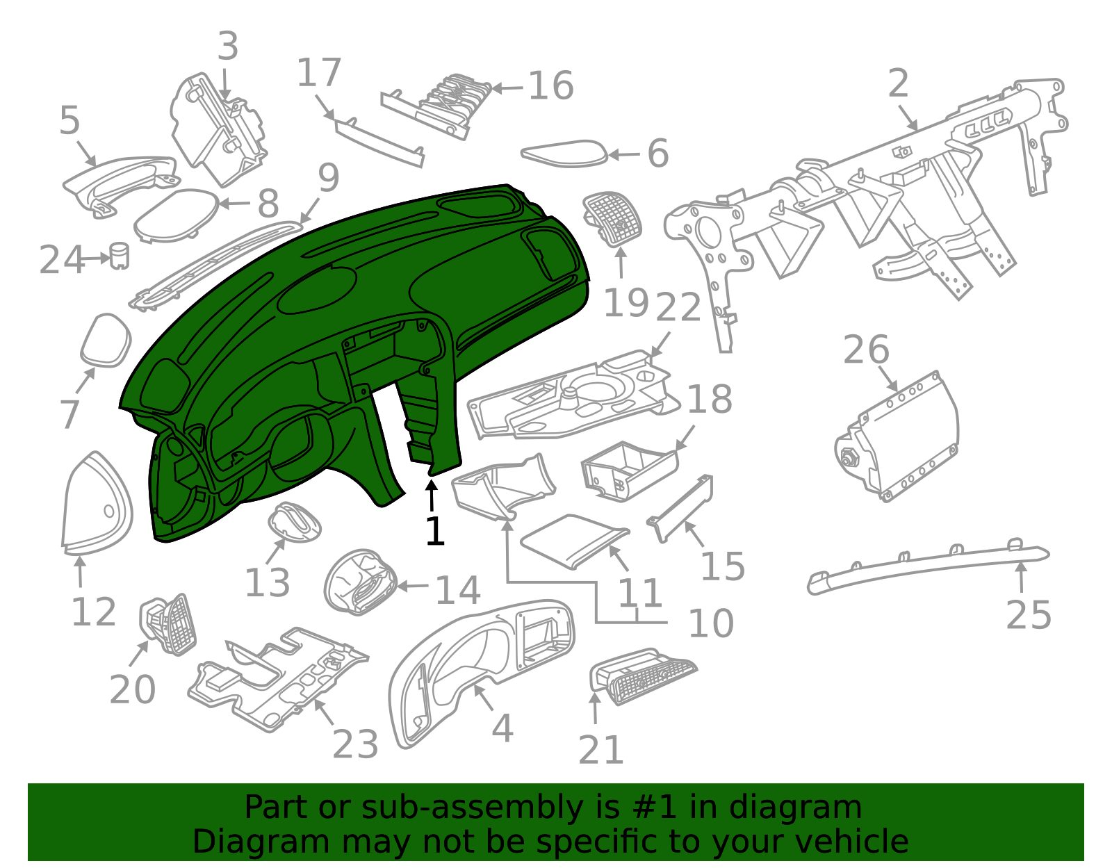 Genuine Instrument Panel - Black for 2007-2011 Saab | Part# 12845801 ...