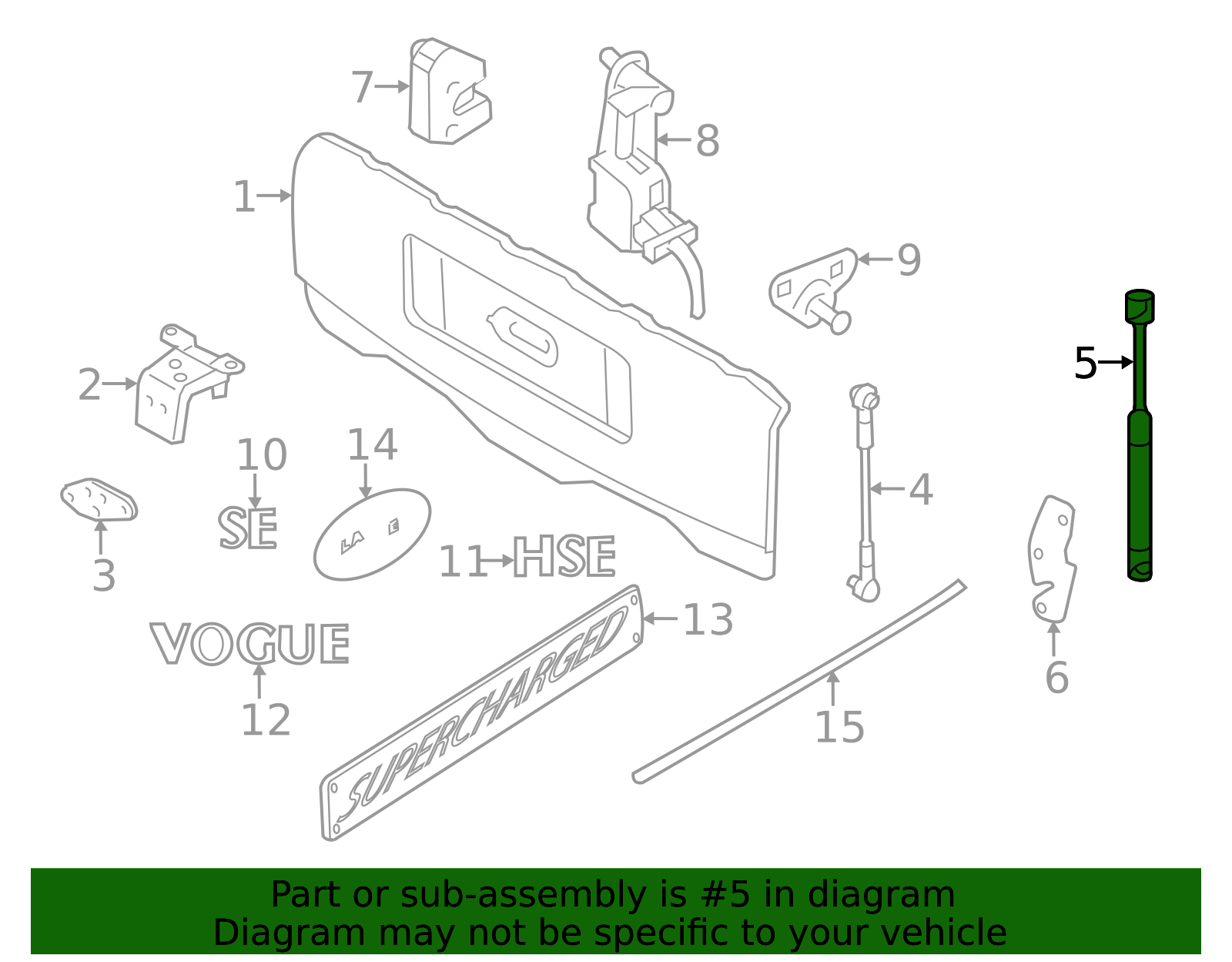 2010-2012 Land Rover Range Rover Support Cylinder LR017455 ...