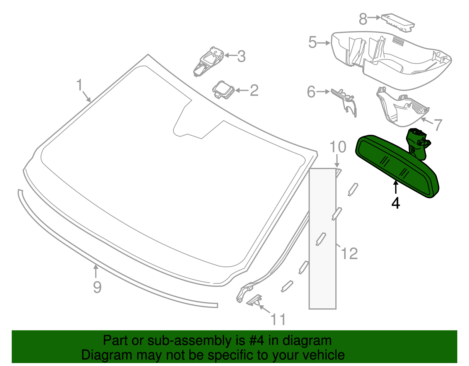 2012-2018 Volvo Rear-View Mirror Auto-Dimming With Compass 31402730 ...