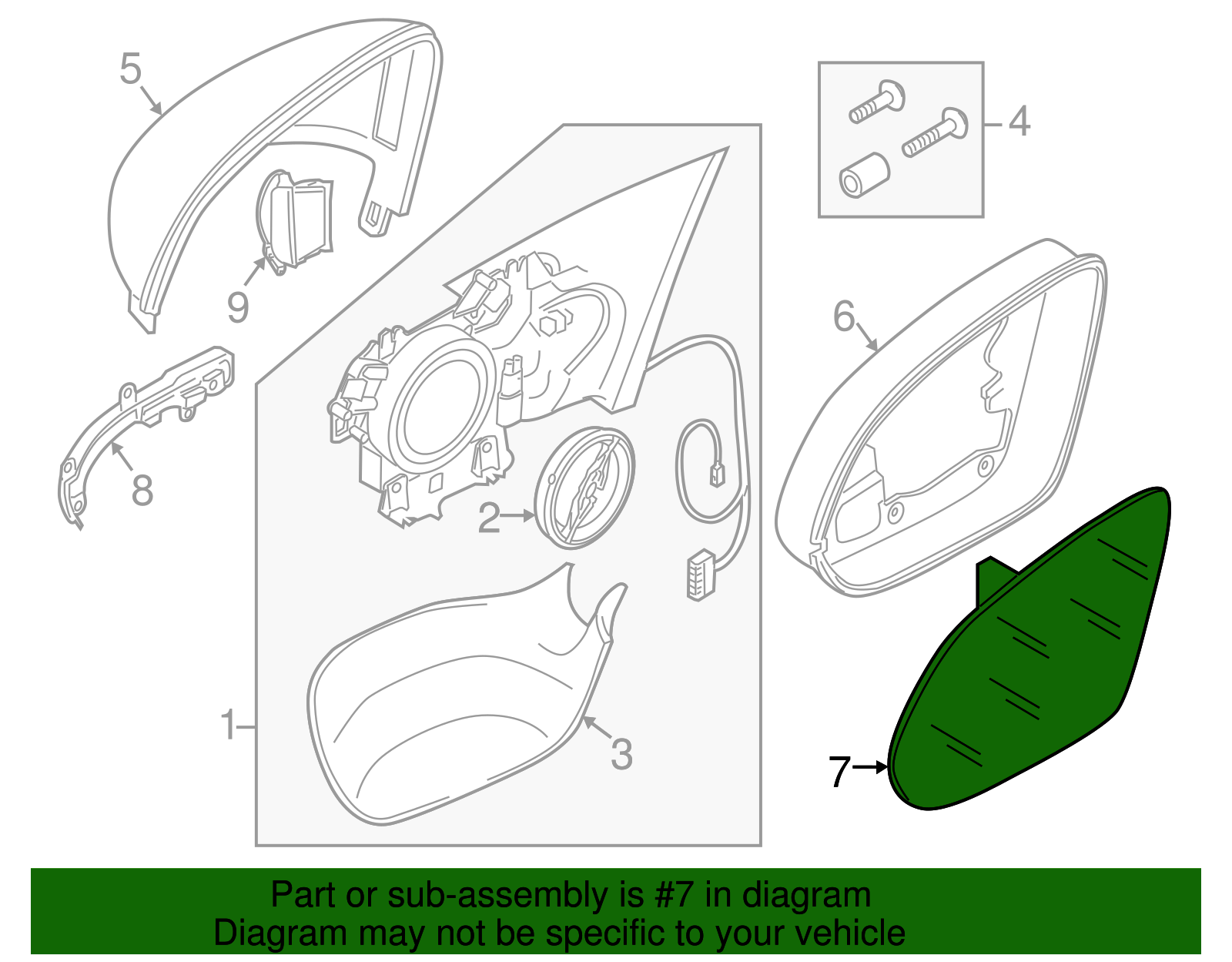 4H0-857-536-G - Mirror Glass 2011-2018 Audi | Audi OEM Parts Guy