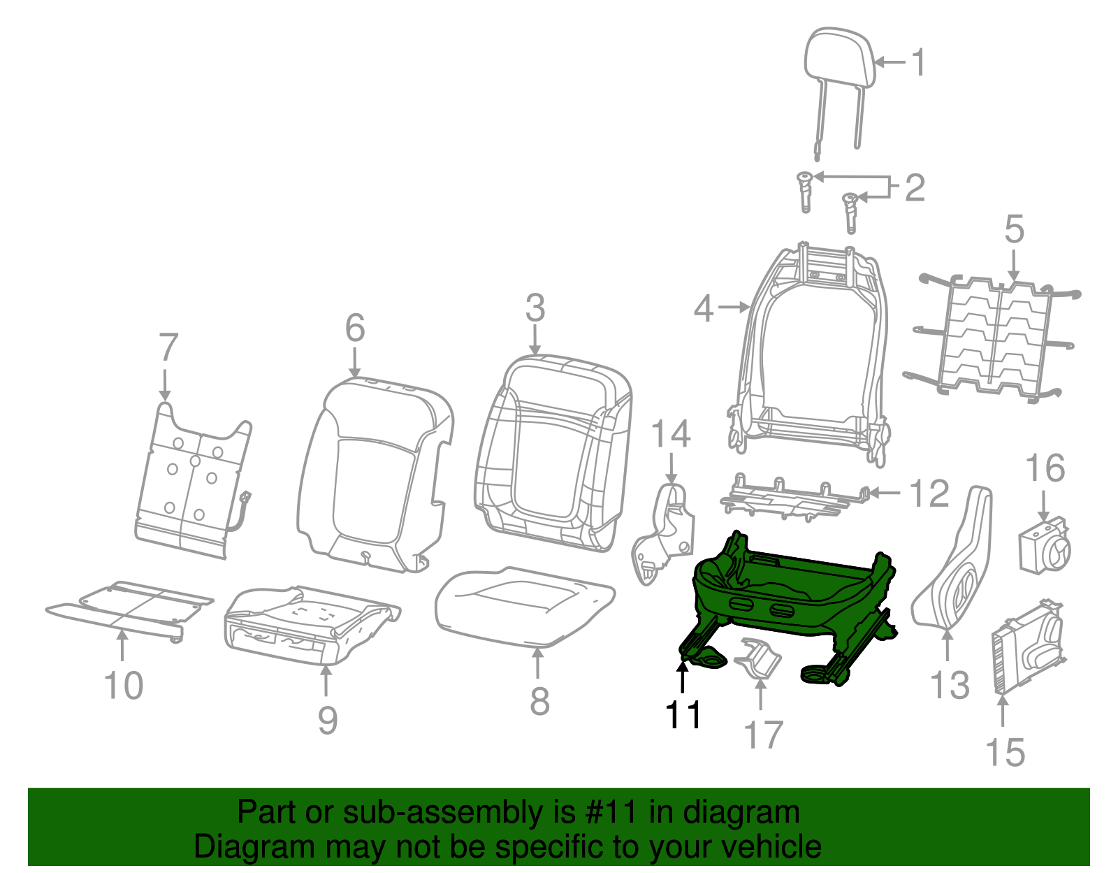 2017-2024 Jeep Compass Adjuster 68254154AF | Mopar Parts Canada