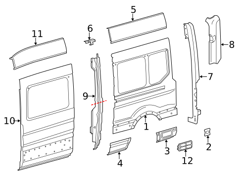 Side Panel & Components for 2023 Ford Transit-250 | Direct Factory Parts