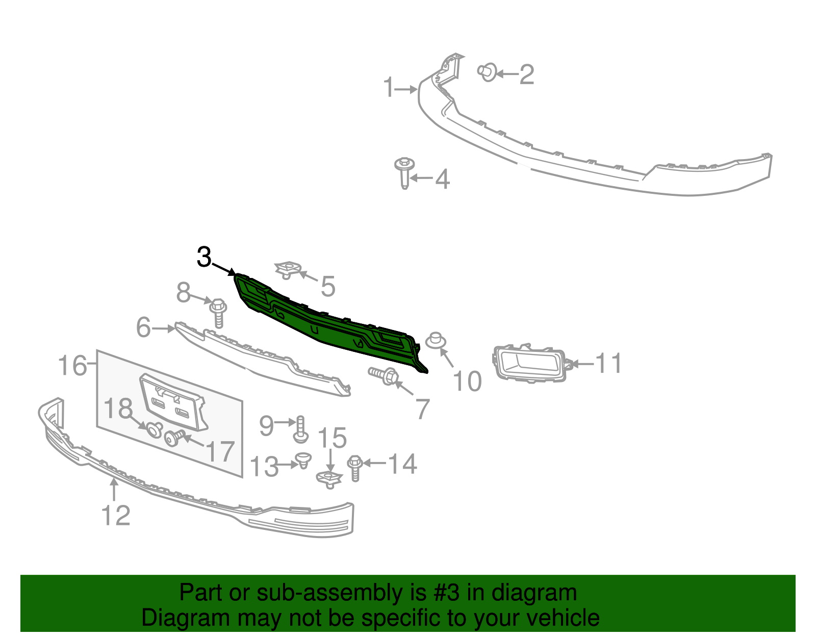2014-2015 Chevrolet Silverado 1500 Front Bumper Intermediate Filler ...