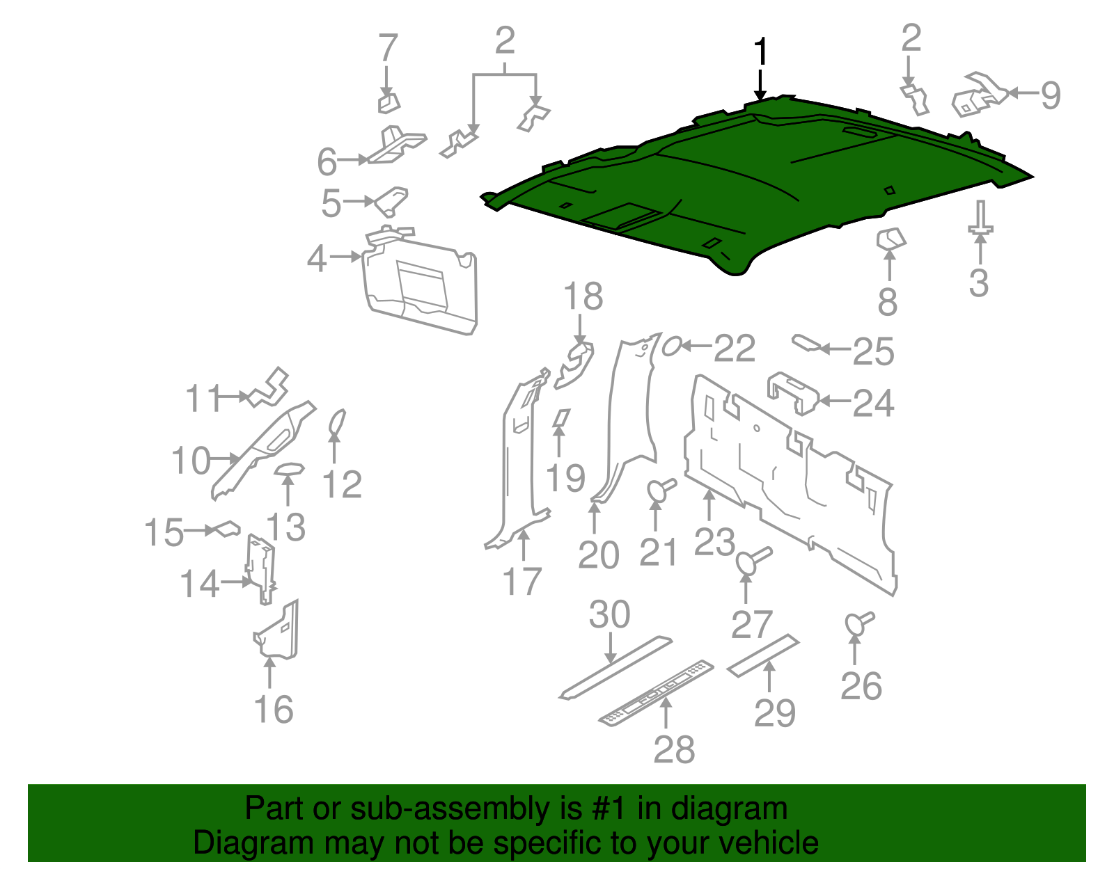 OEM Ford Headliner For 2011-2014 Ford F-150 - Part No. BL3Z-1651944-DB ...