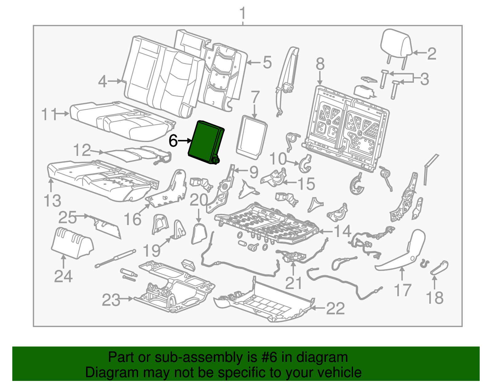 2015-2020 GMC Dark Atmosphere Rear Driver Side Seat Armrest 23449381 ...