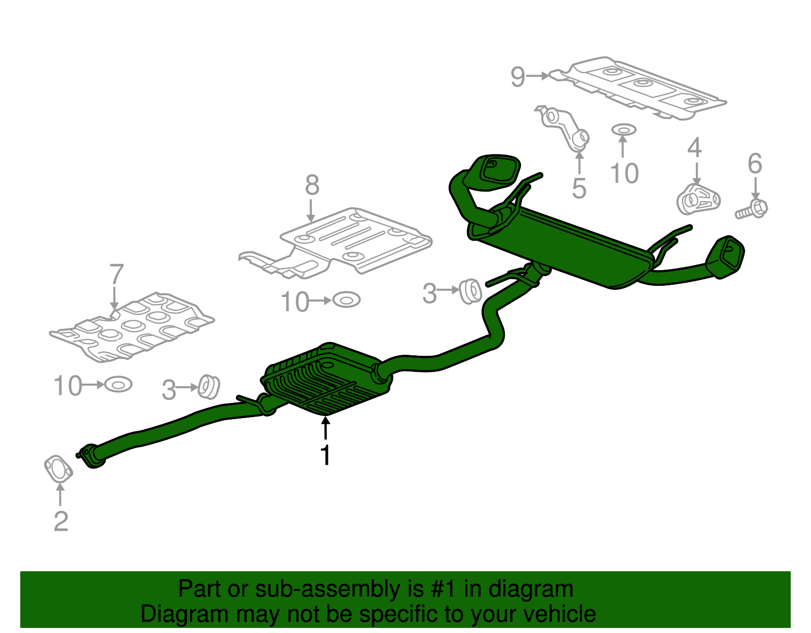 OEM GM Muffler & Pipe Assembly For 2018-2020 GM - Part No. 84364855 ...