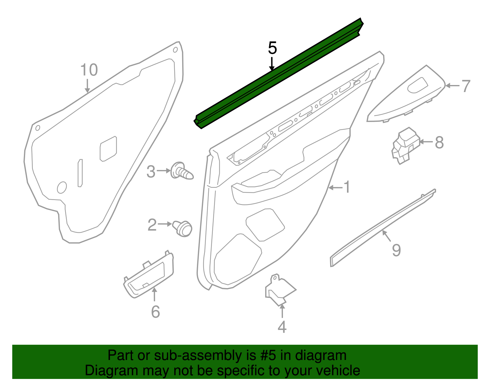 2015-2019 Subaru Outback Belt Weather-Strip 62280AL02B | Subaru Parts Guys