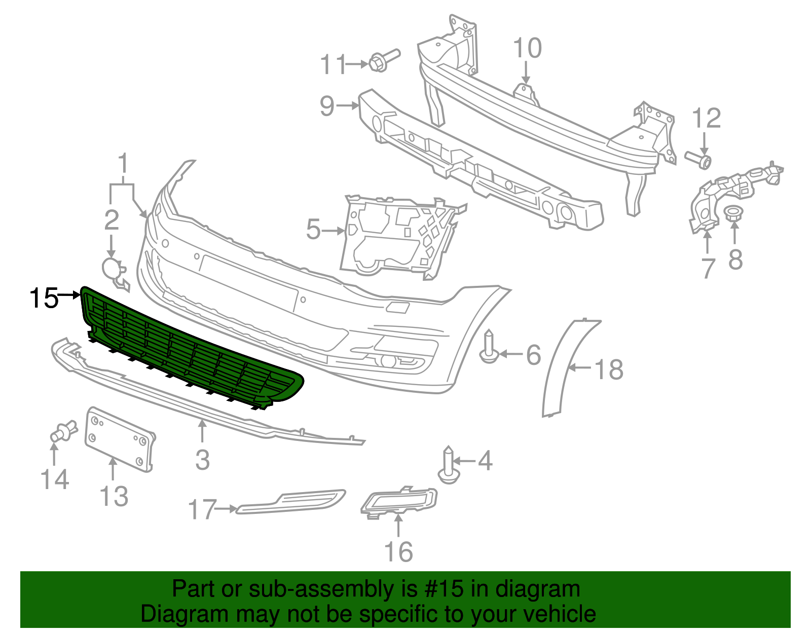 2017 Volkswagen Golf Alltrack Center Grille 5G0-853-677-J-9B9 | OEM ...