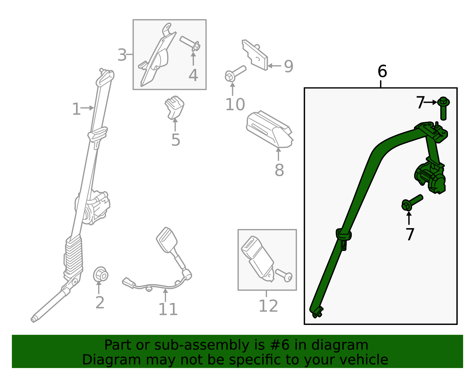 2015-2017 Ford | Lap & Shoulder Belt | FL3Z-15611B64-AC | Walls' Ford Parts