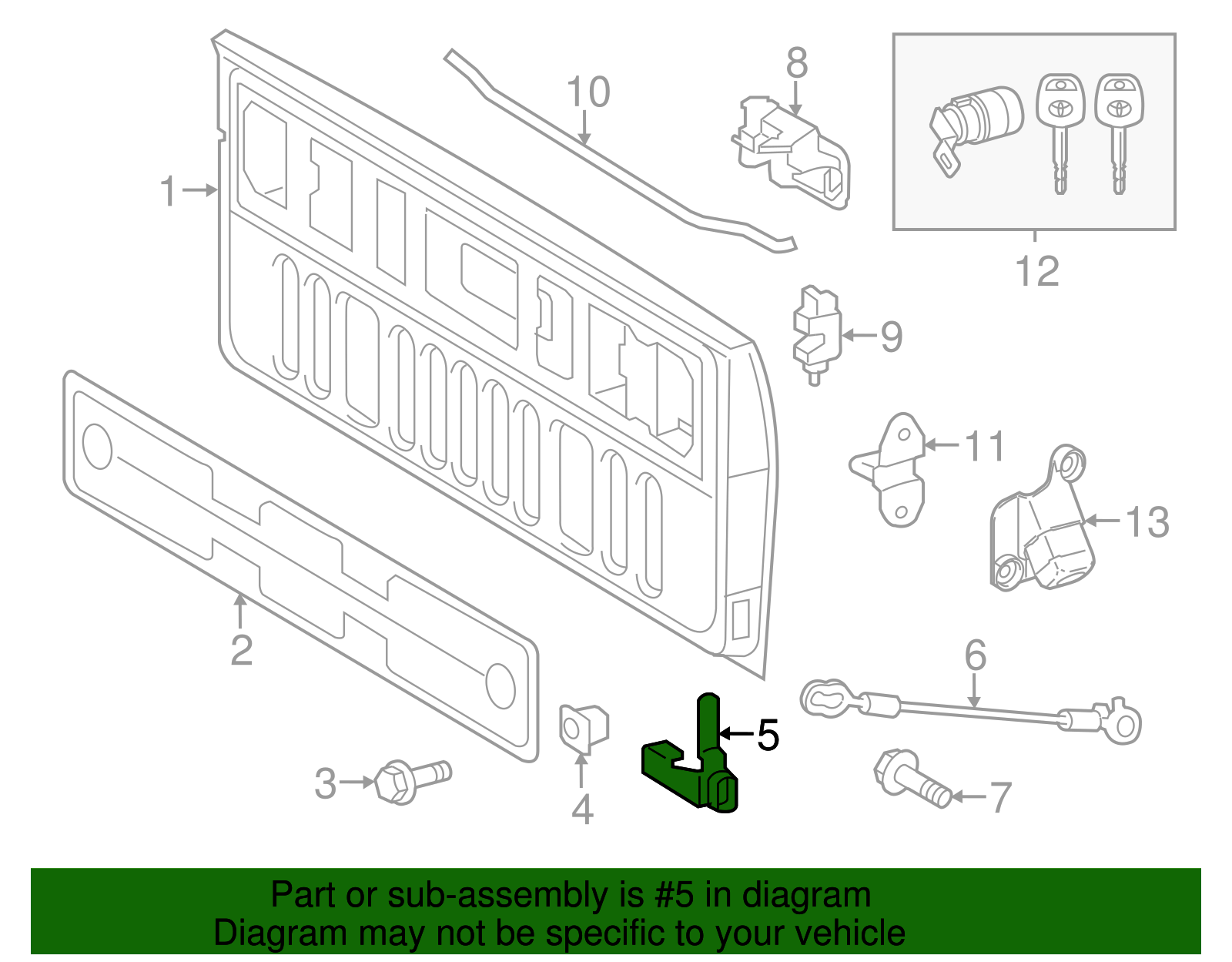 2007-2024 Toyota Left Real Tailgate Hinge Pivot Assembly Tundra ...