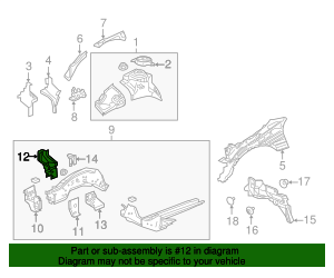 2010-2020 GM Passenger Side Front End Upper Tie Bar Support 13442732 GM ...