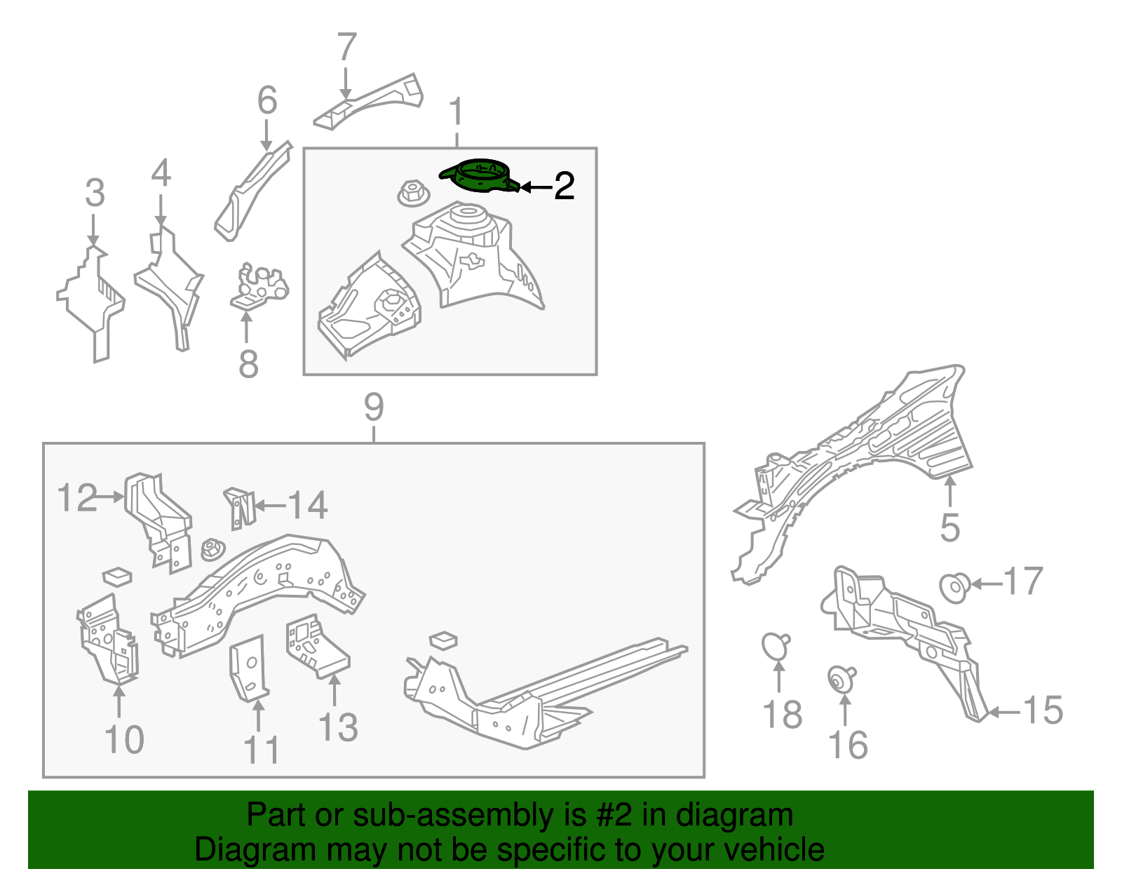 2014-2020 Chevrolet Impala Front Passenger Side Suspension Support ...