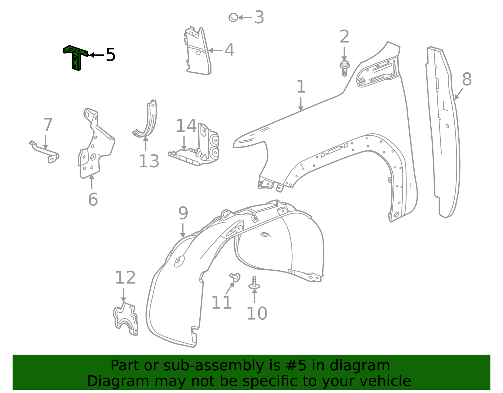 2020-2026 GMC Passenger Side Body Side Front Fender Upper Front Bracket ...