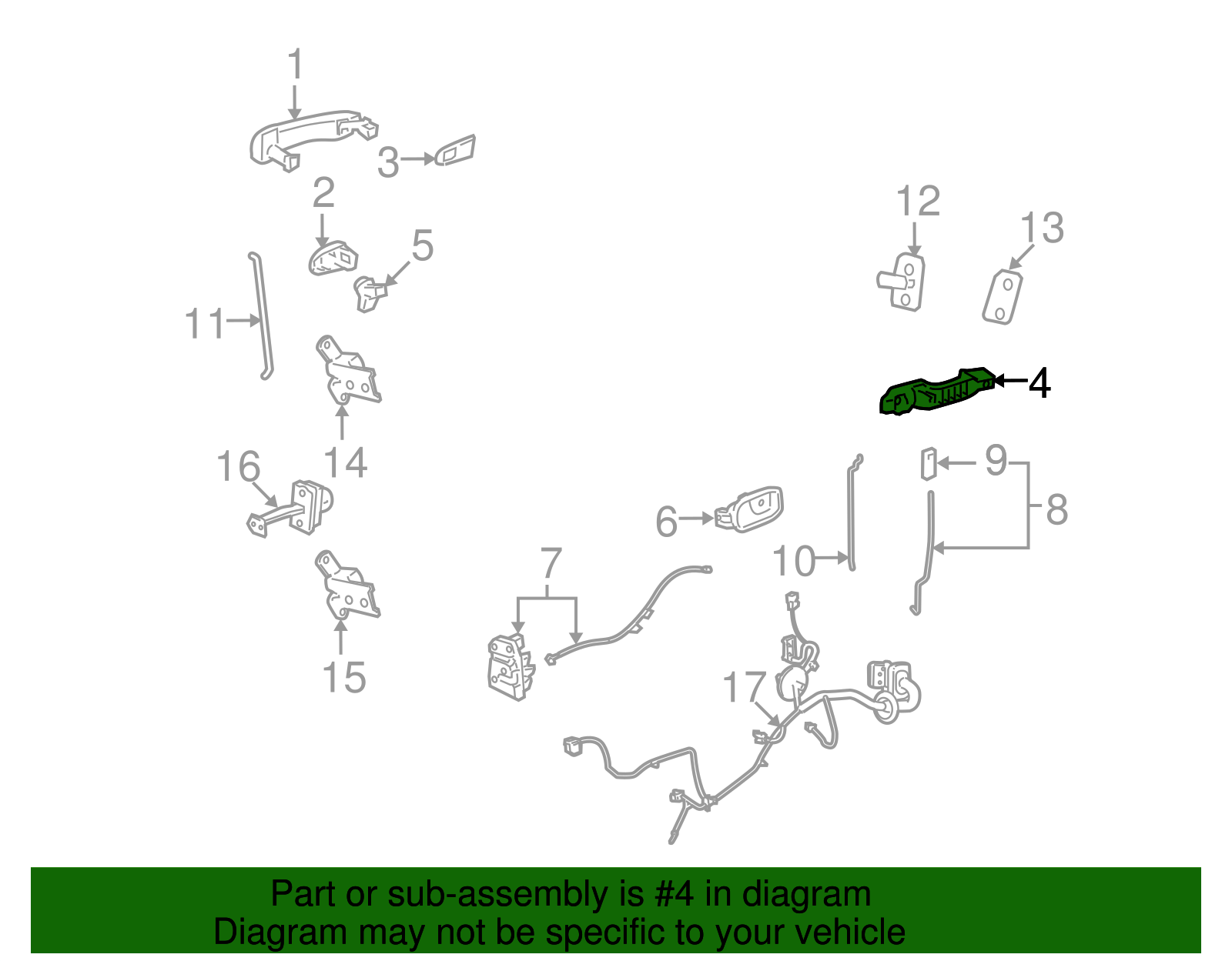 2006-2017 GM Passenger Side Outside Door Handle Bracket 20910591 ...