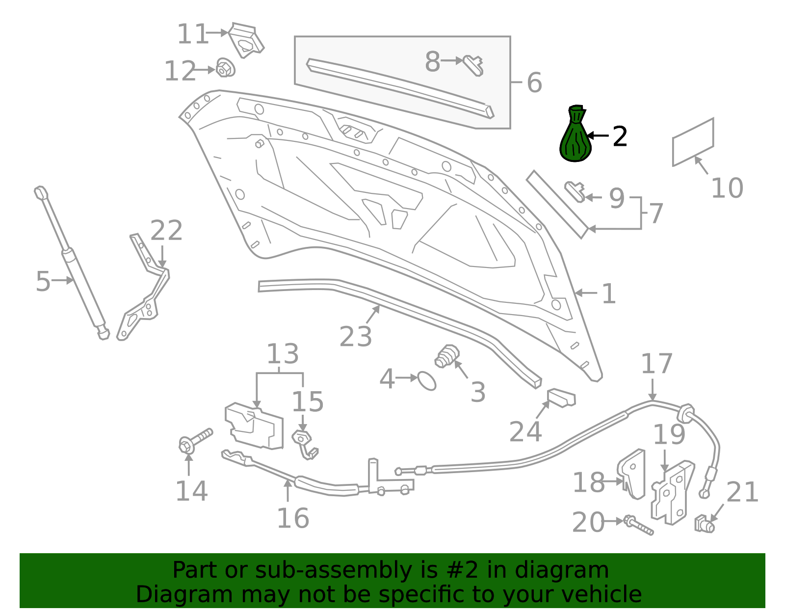 2018-2024 Volkswagen Tiguan Hood Hardware Kit 5NA-898-615-A | VW Direct ...