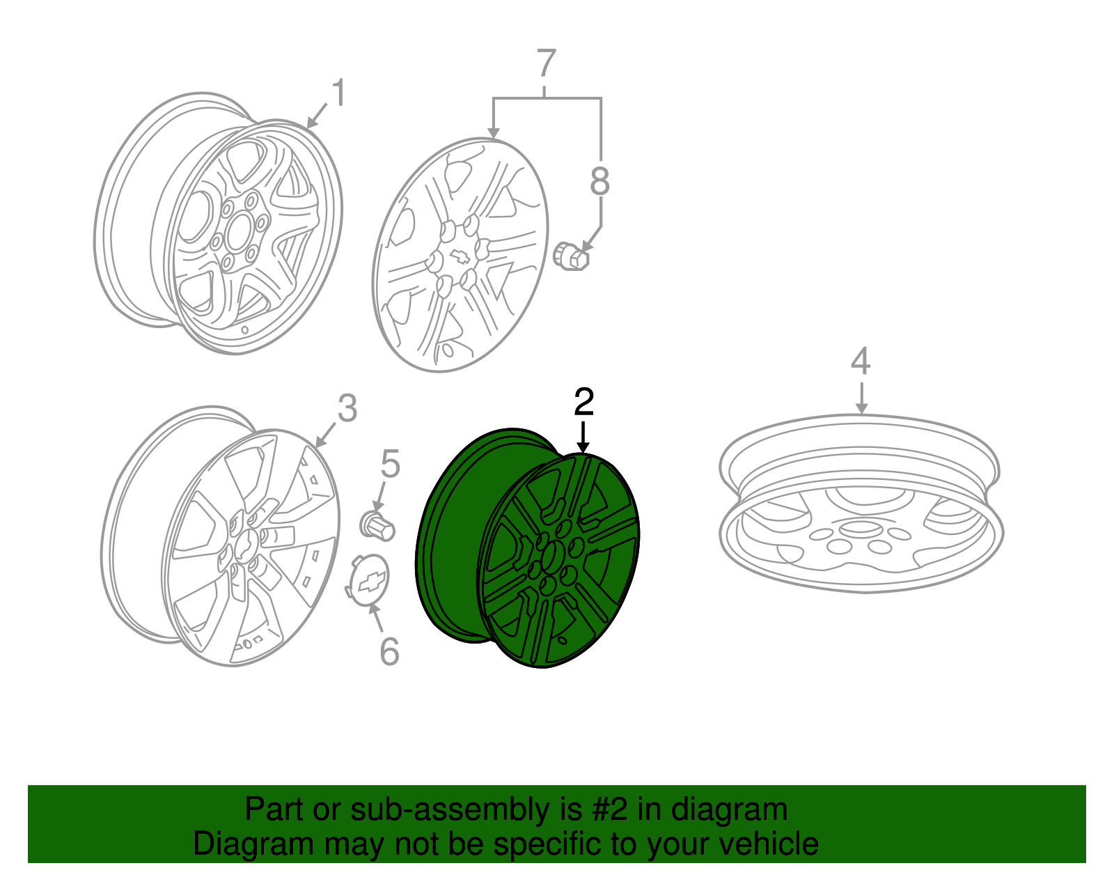 2013-2014 Chevrolet Traverse 18x7.5-Inch Aluminum 6-Spoke Wheel ...