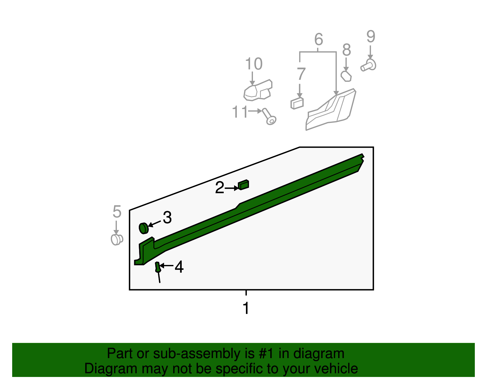 2009-2012 GMC Acadia Black Driver Side Rocker Panel Front Molding ...