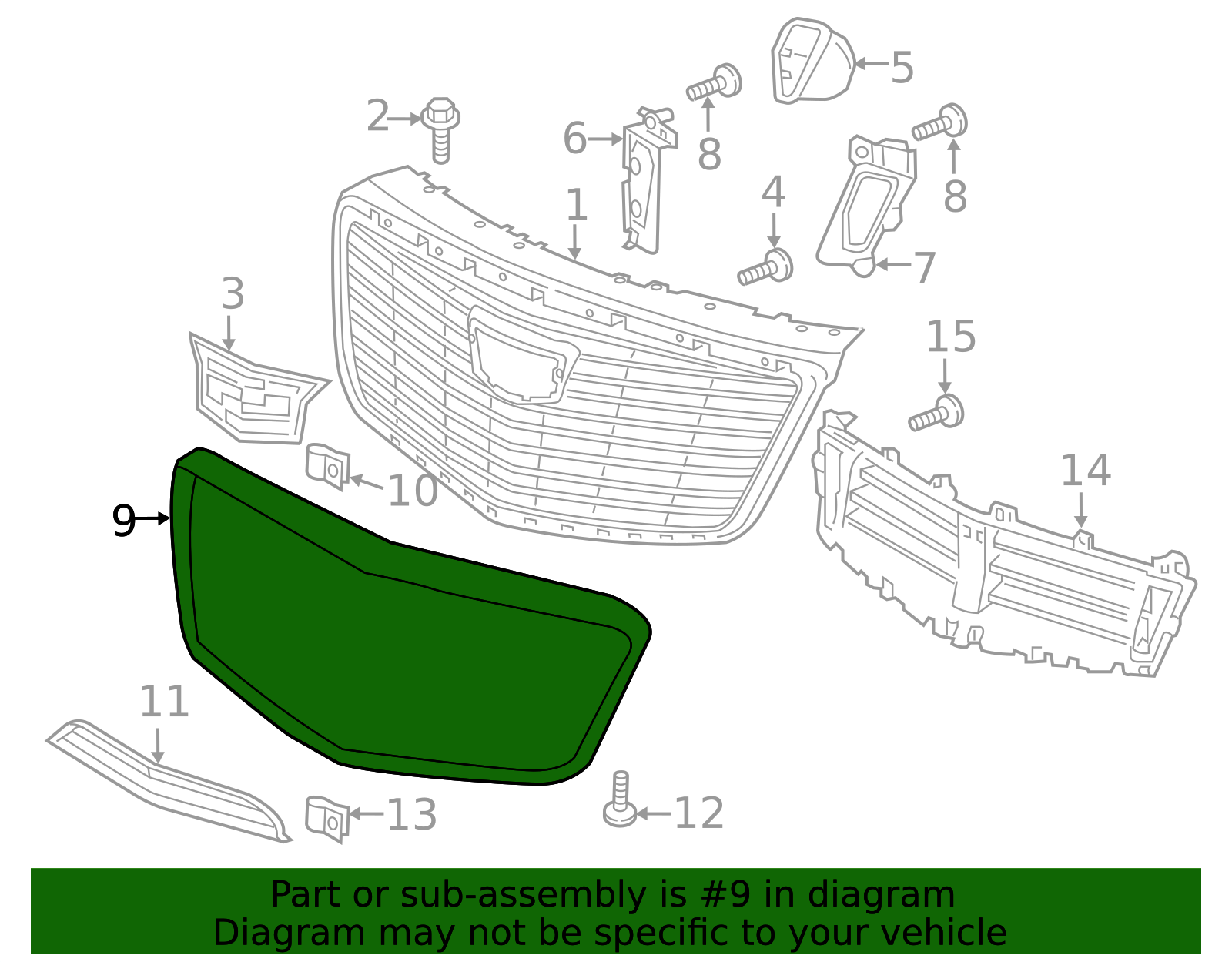 84124872 - Front Grille Surround Molding in Black Chrome with Nuts 2016 ...