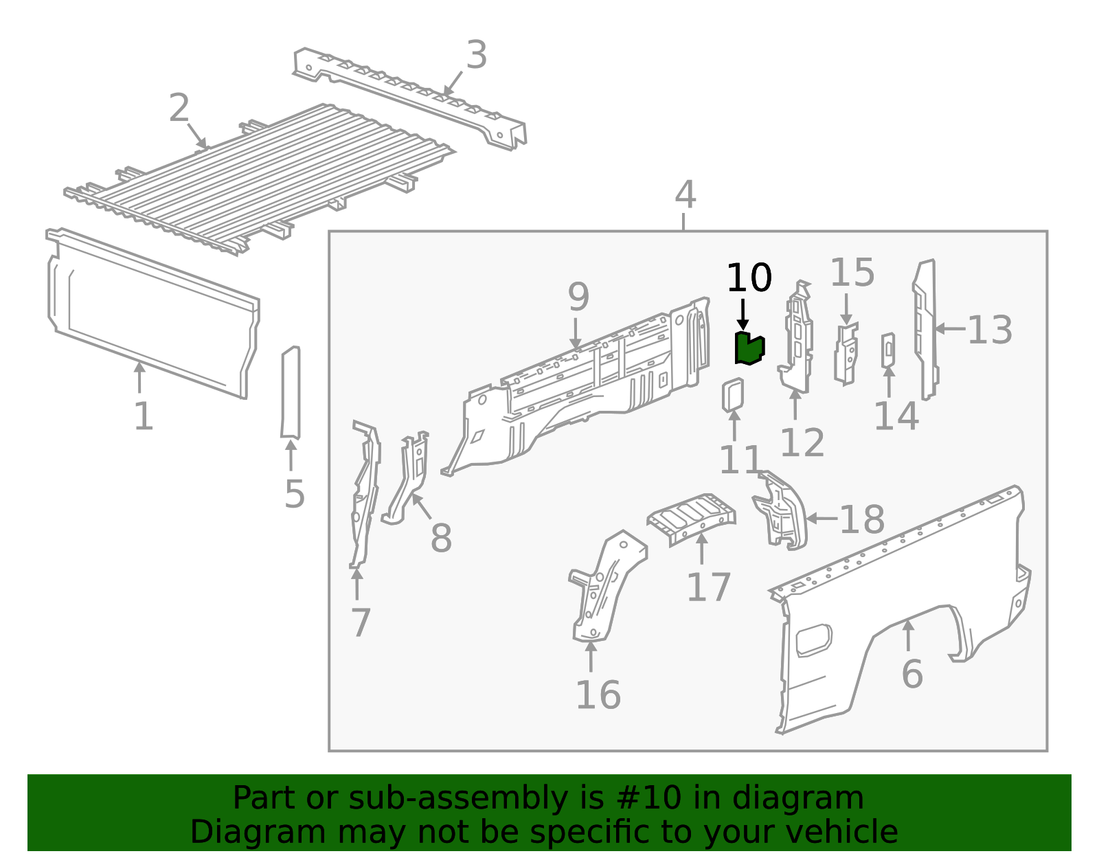 2015-2022 GM Passenger Side Pickup Box Rear Stake Pocket Bracket ...