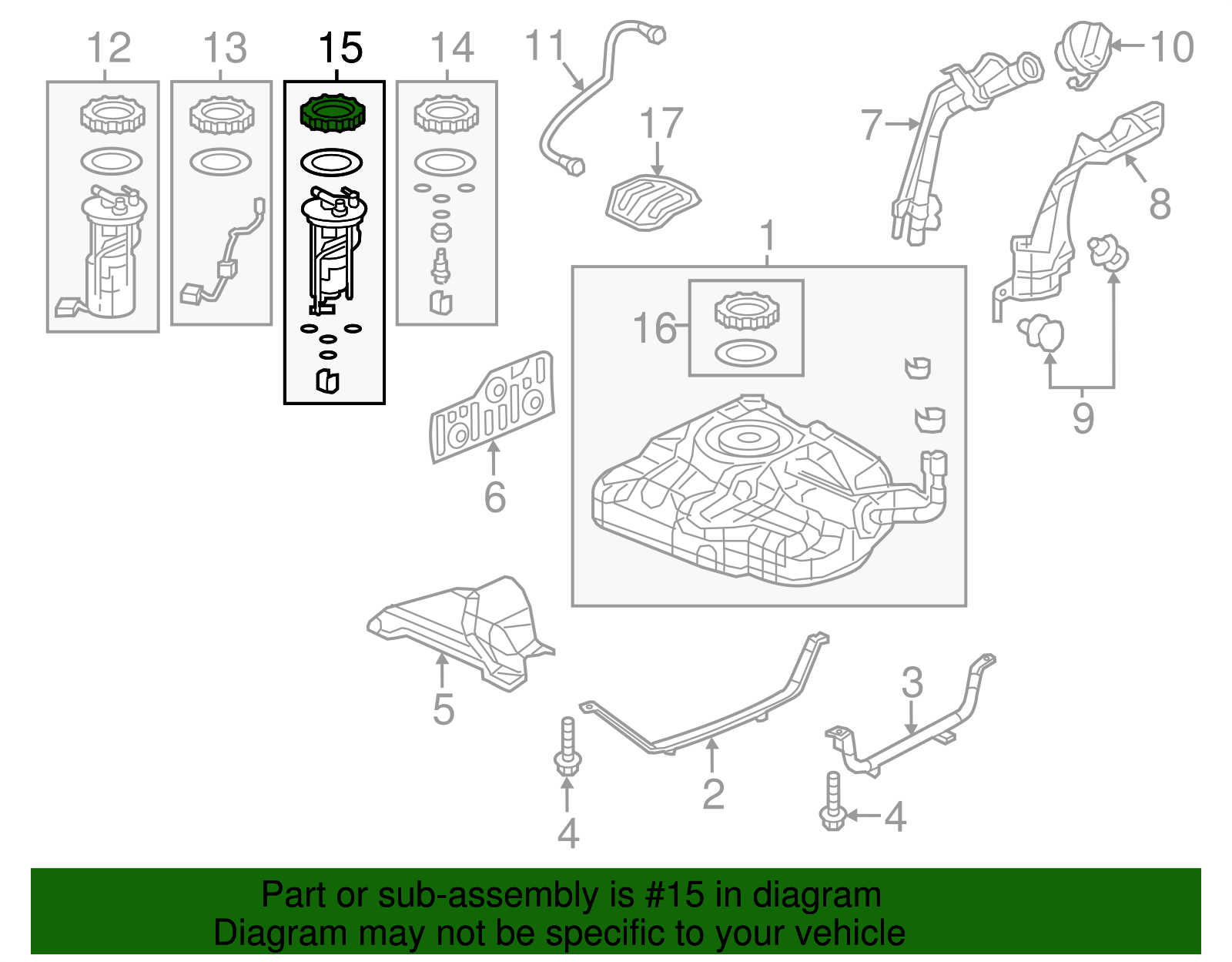 17048-TR0-A11 - 2012-2015 Honda Civic - Filter Set Fuel (Kautex ...