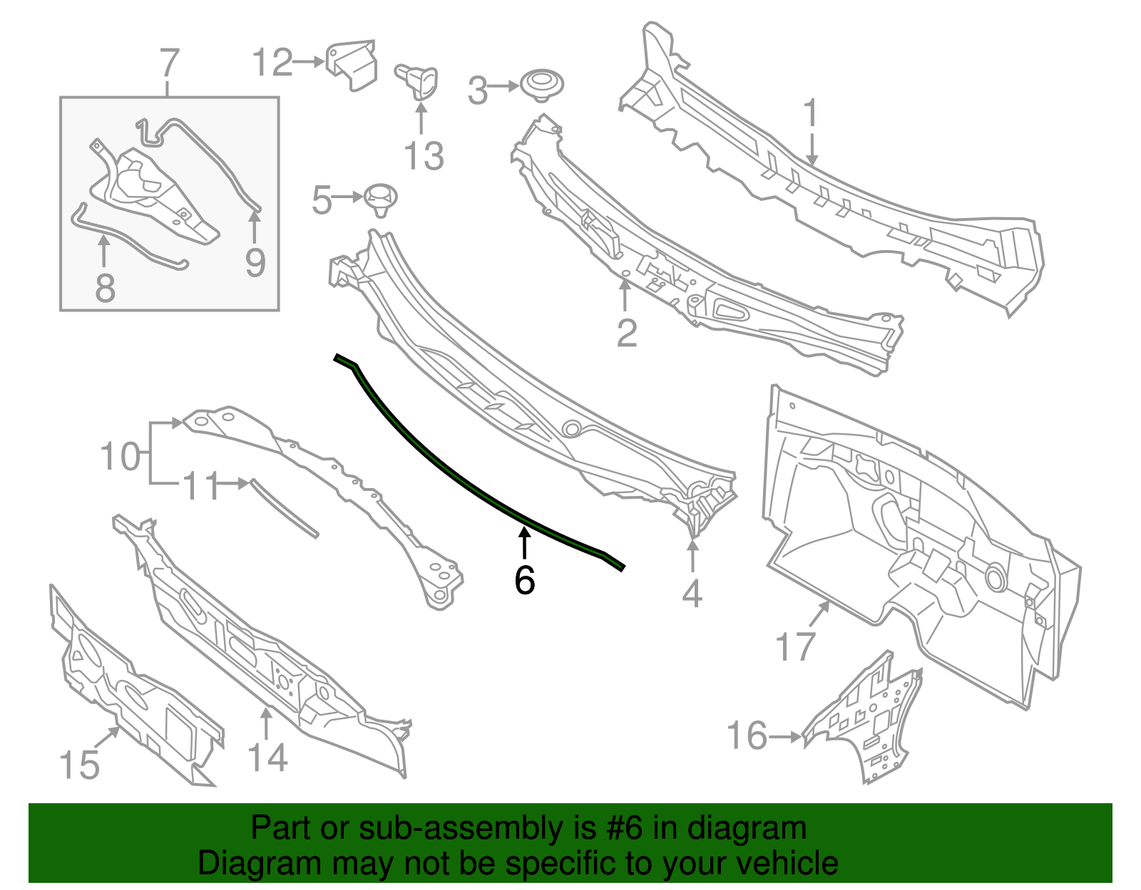 2013-2023 Nissan Seal To Cowl 66830-3TA1A | Nissan Parts Central