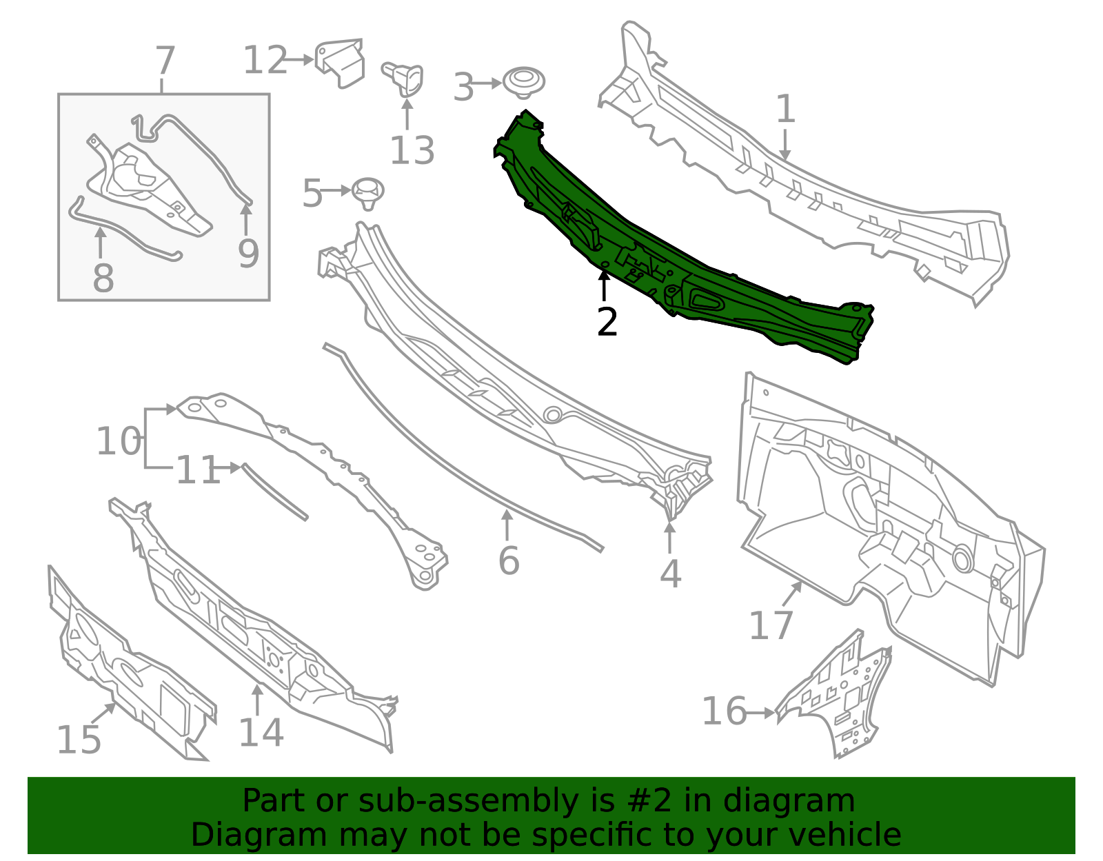 2013-2023 Nissan Cowl Top Panel 66100-3TA0A | Bill Kay Nissan Parts