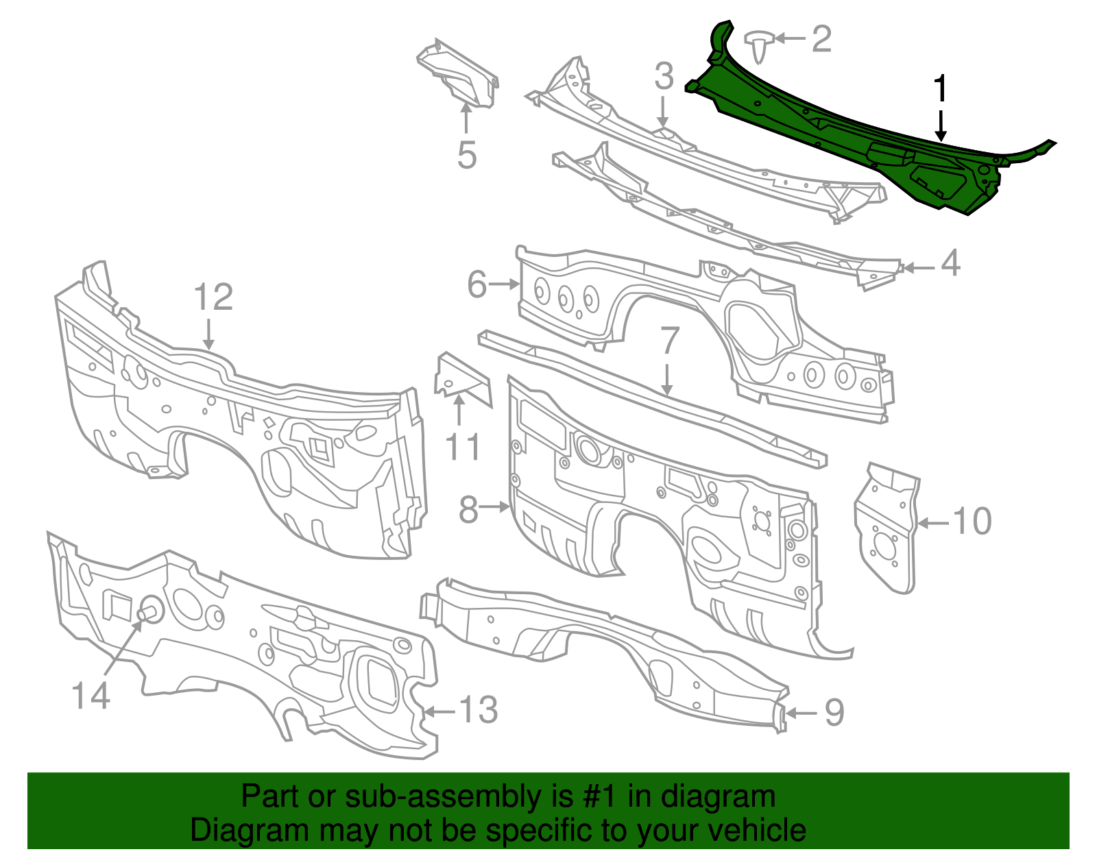 2013-2023 Chrysler 300 Cowl Grille 57010373AH | Mopar Parts Canada