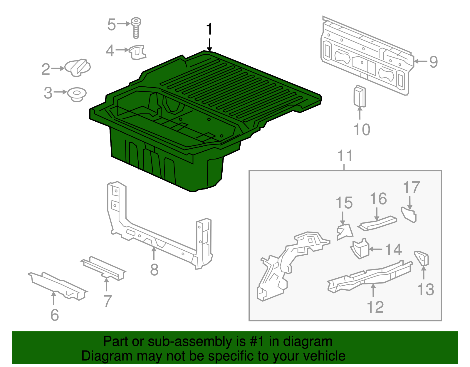 OEM 2017-2025 Honda Ridgeline Floor, Bed 74710-T6Z-A00 | Honda ...