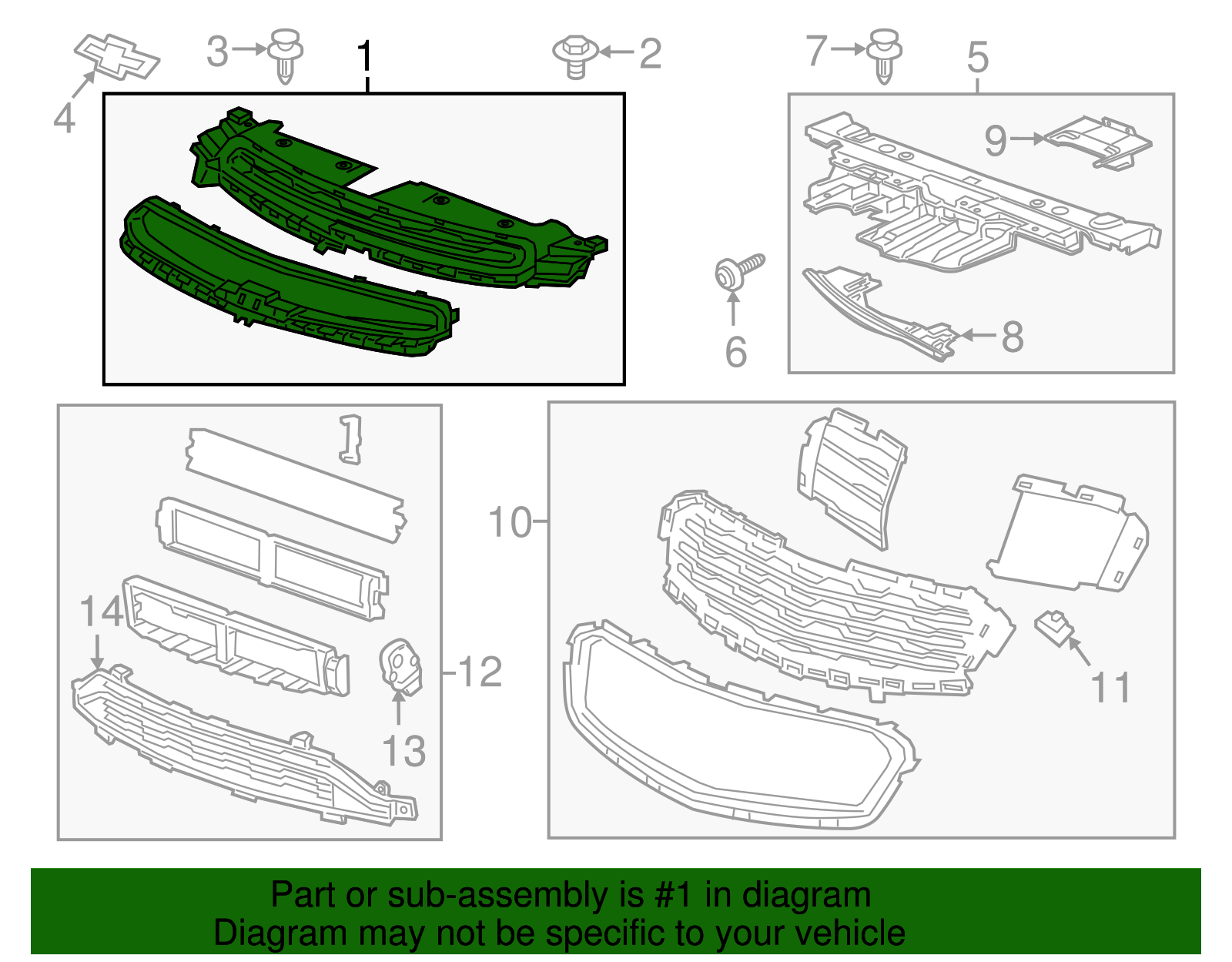 2015-2016 Chevrolet Front Upper Grille 94516092 | Capital Chevy Parts