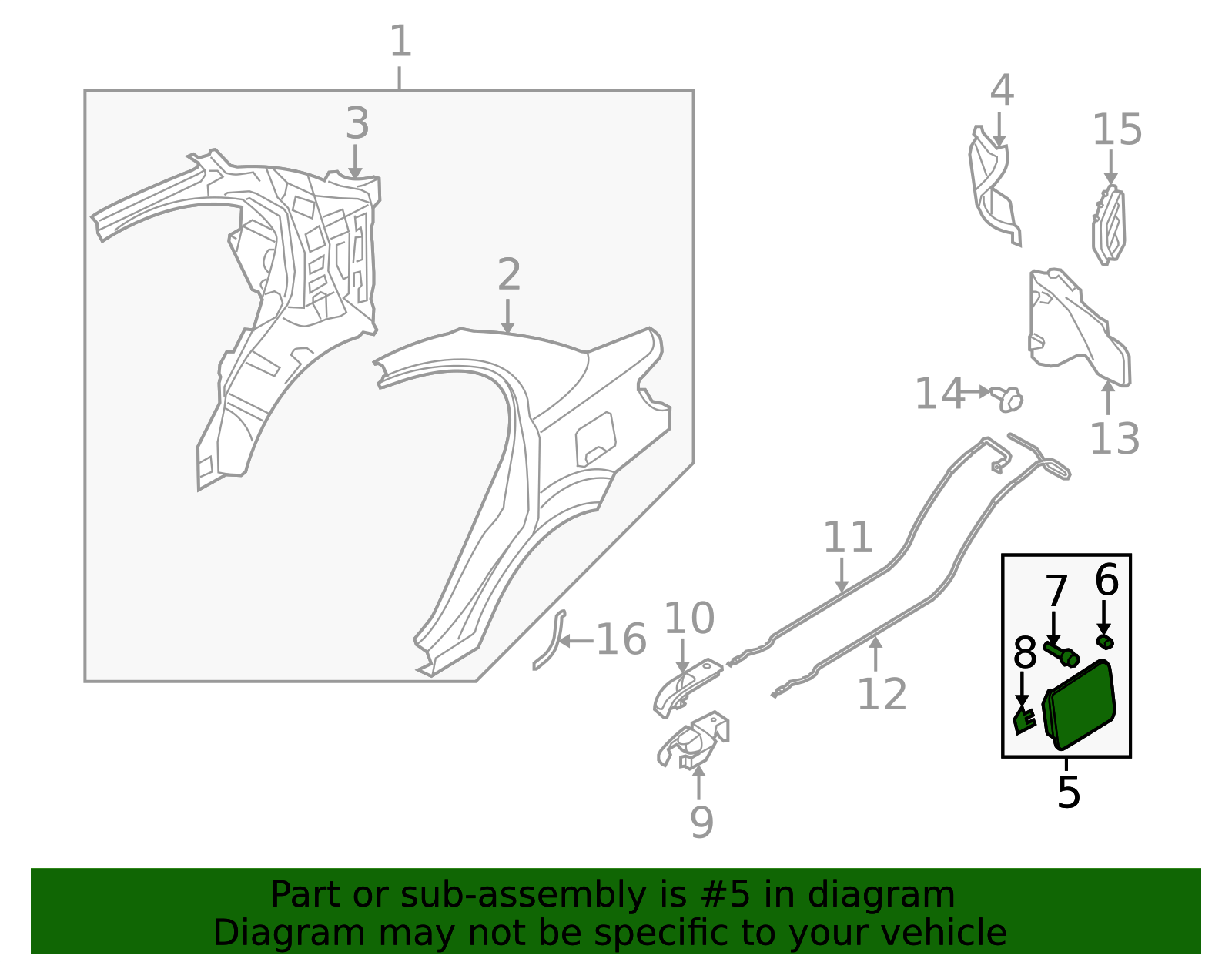 2006-2011 Kia Rio Fuel Door 69510-1G000 | TascaParts.com