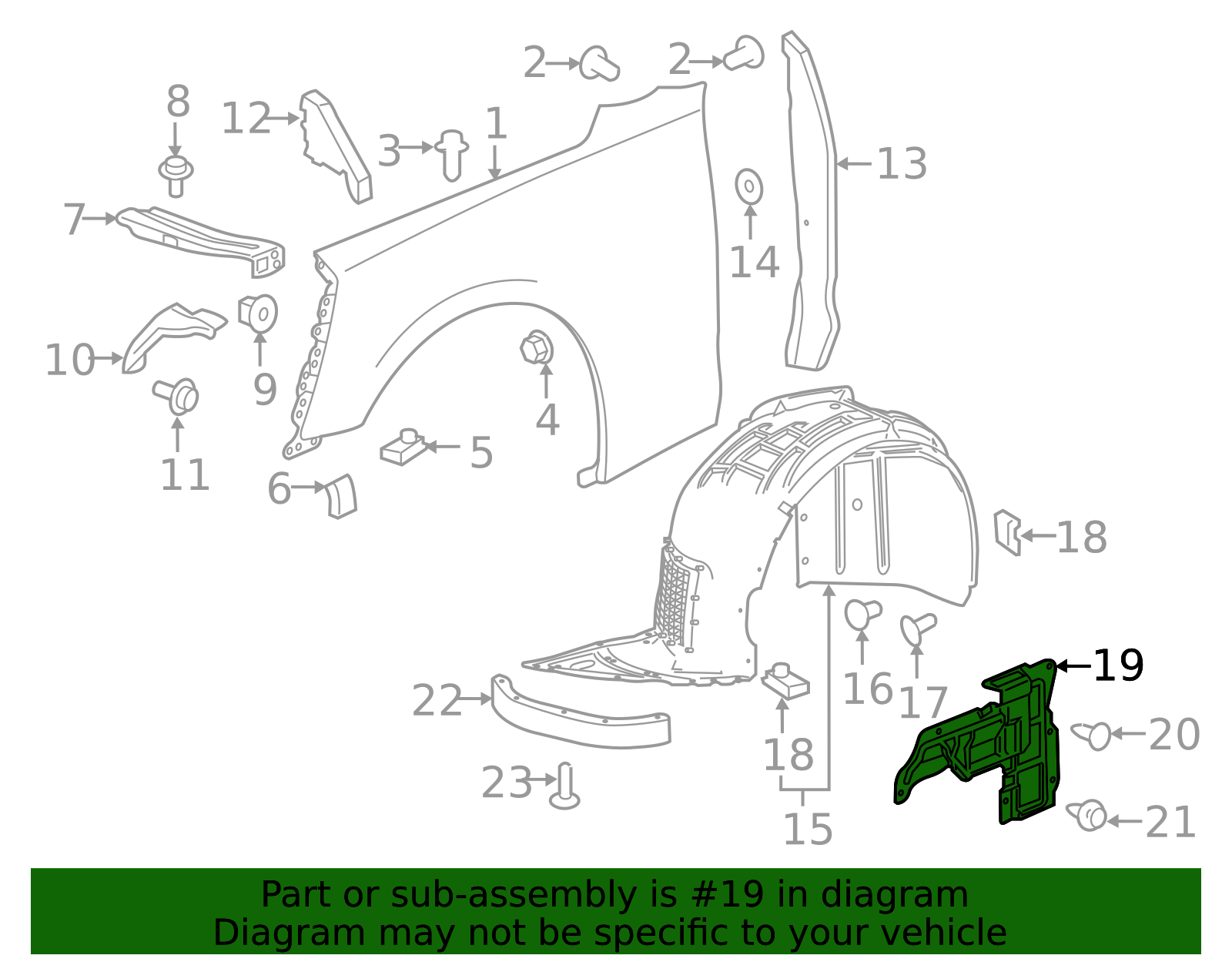 23164449 - Front Driver Side Wheelhouse Splash Shield 2016-2025 GM | GM ...