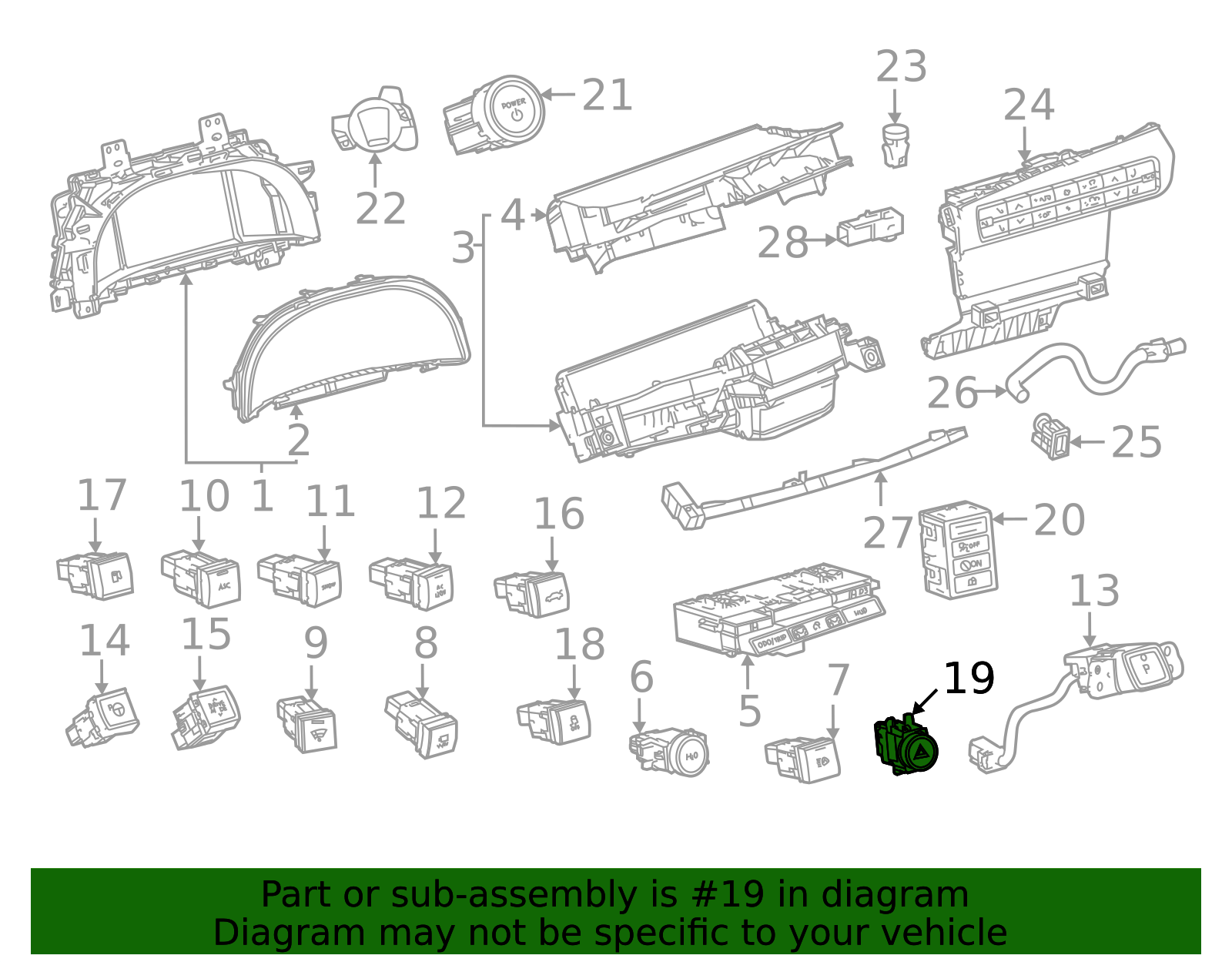 2021-2025 Toyota Mirai Hazard Switch 84332-62030 | Lithia Toyota Parts