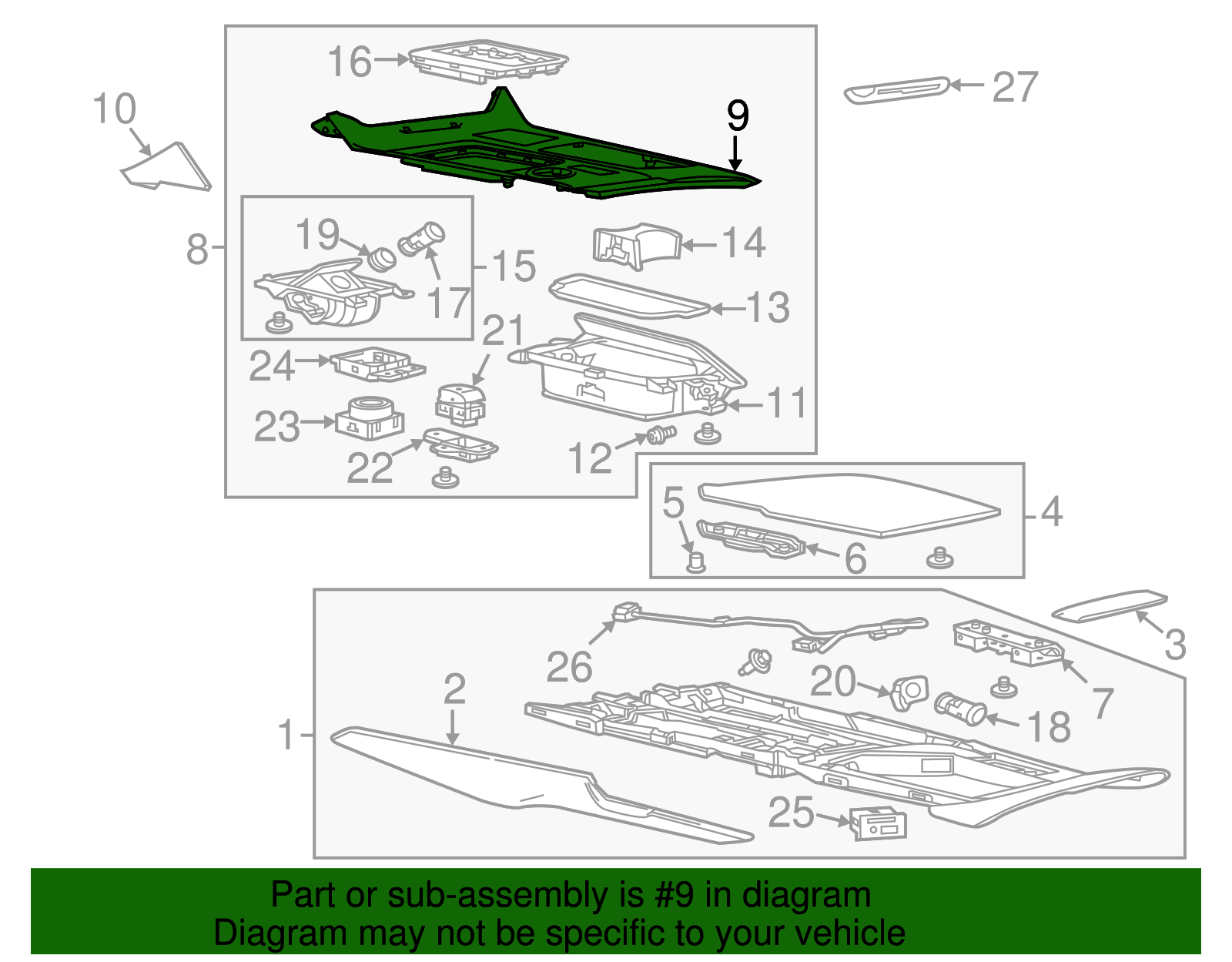 2014-2019 Chevrolet Corvette Frequency Front Floor Console Trim Plate ...