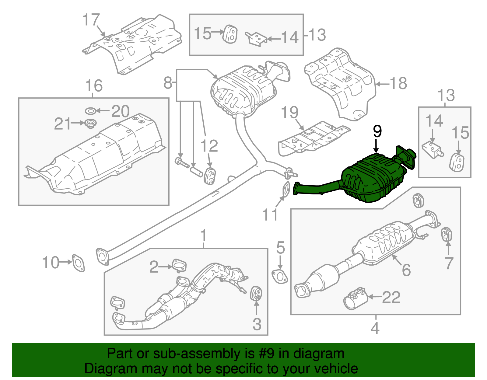 2017-2019 Kia Cadenza | Rear Muffler | 28710-F6310 | Kia Auto Parts