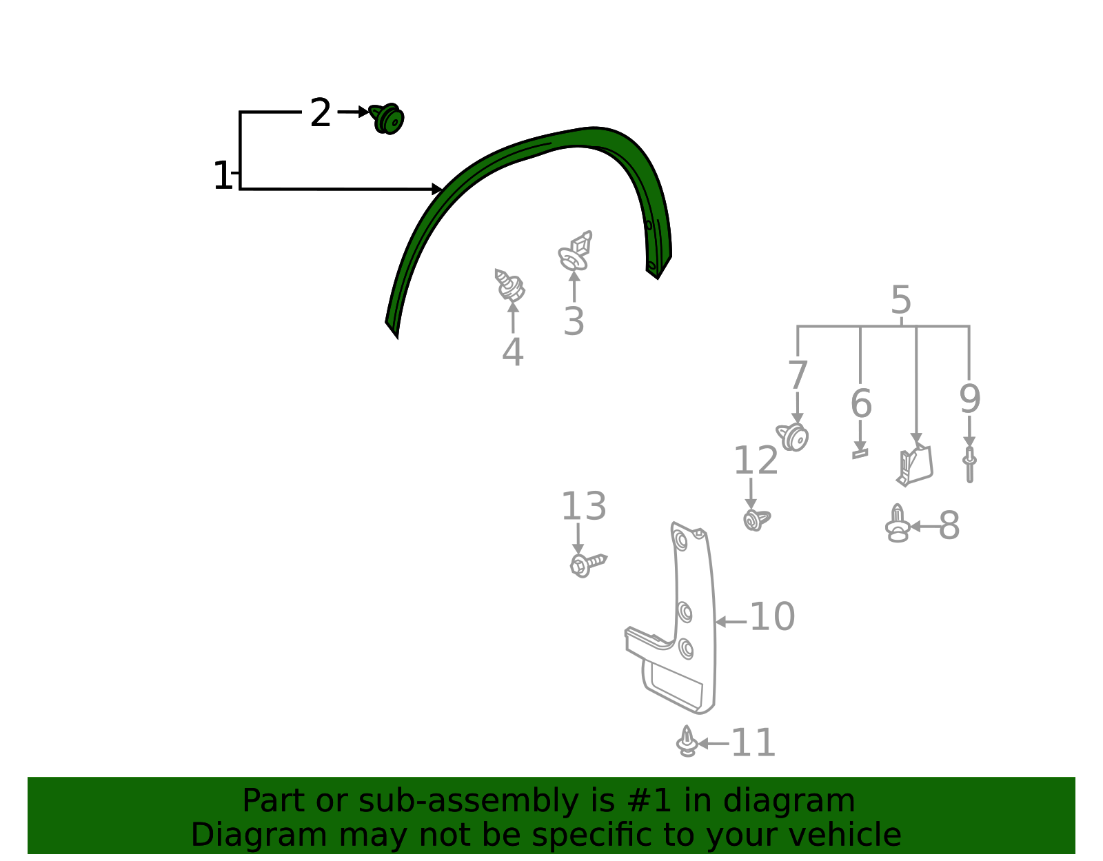 2020-2025 Toyota Highlander Wheel Arch Molding 75085-0E040 | Toyota ...