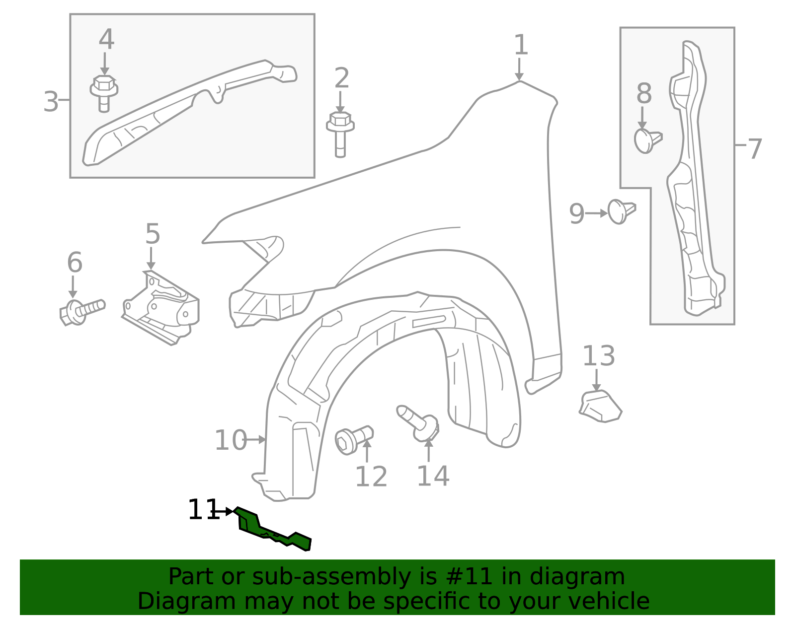 2012-2014 Toyota Camry | Pad, Front Wheel Opening Extension, Left ...