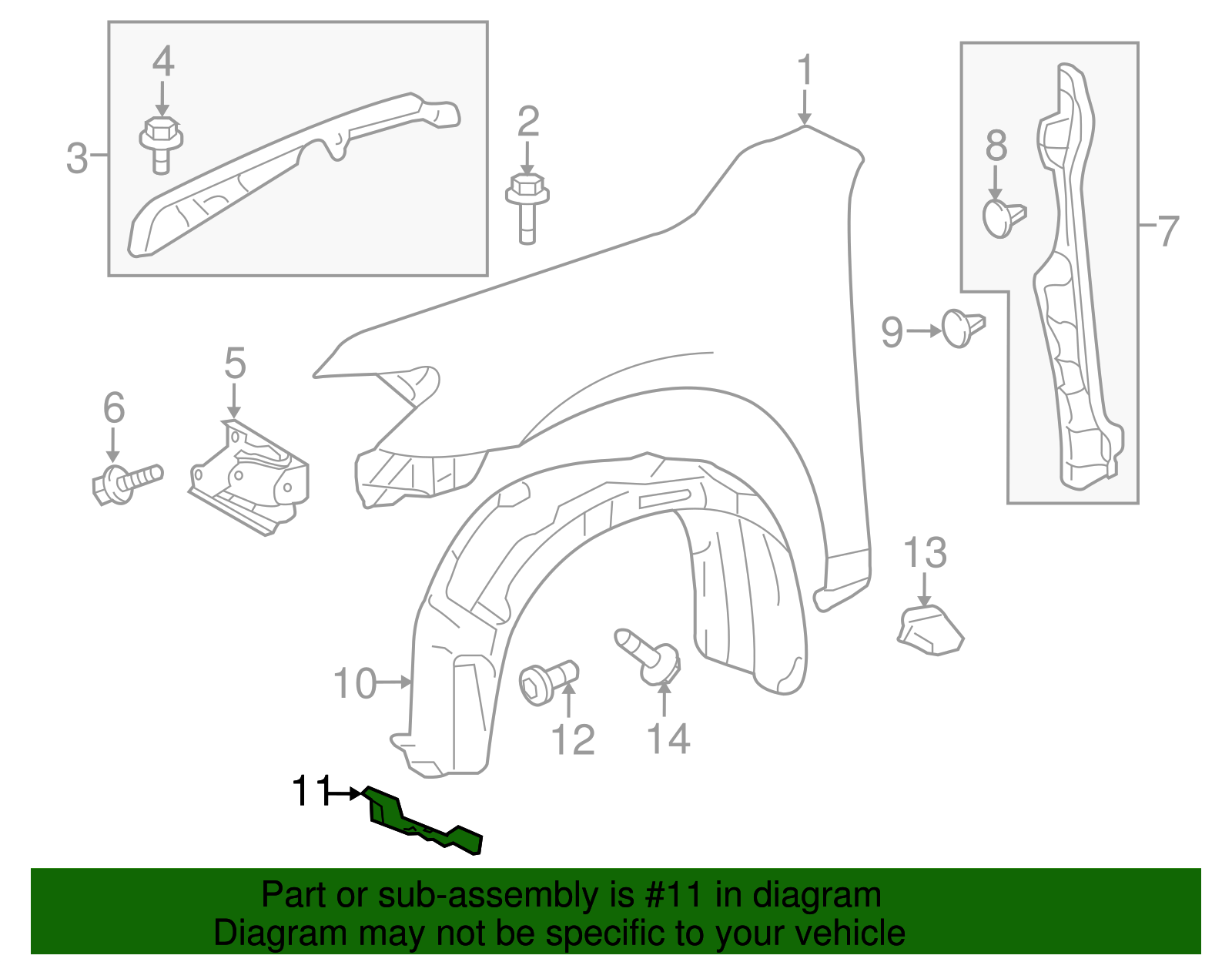 53852-06040 - Fender Liner Pad - 2012-2014 Toyota Camry | Nucar Toyota ...