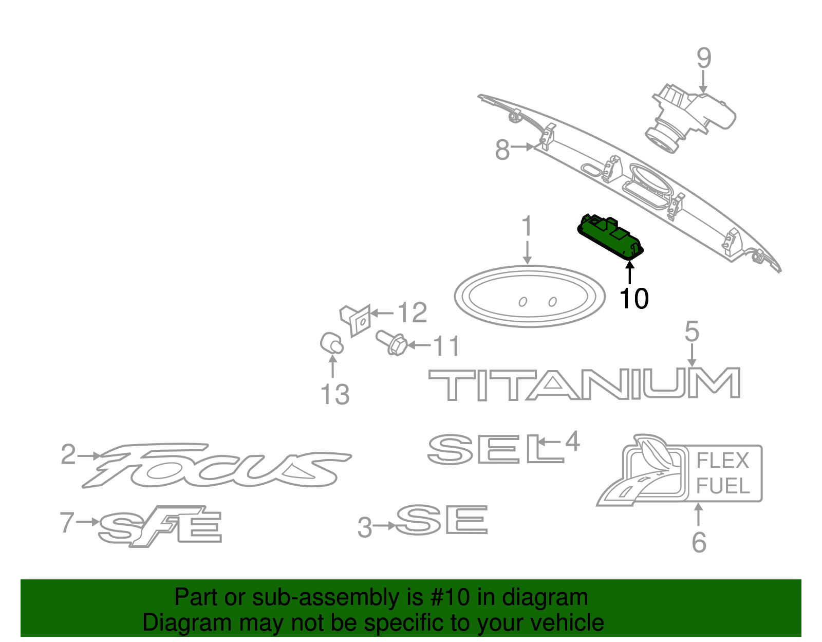 2015-2018 Ford Focus | Release Switch | F1EZ-54432A38-H | Walls' Ford Parts