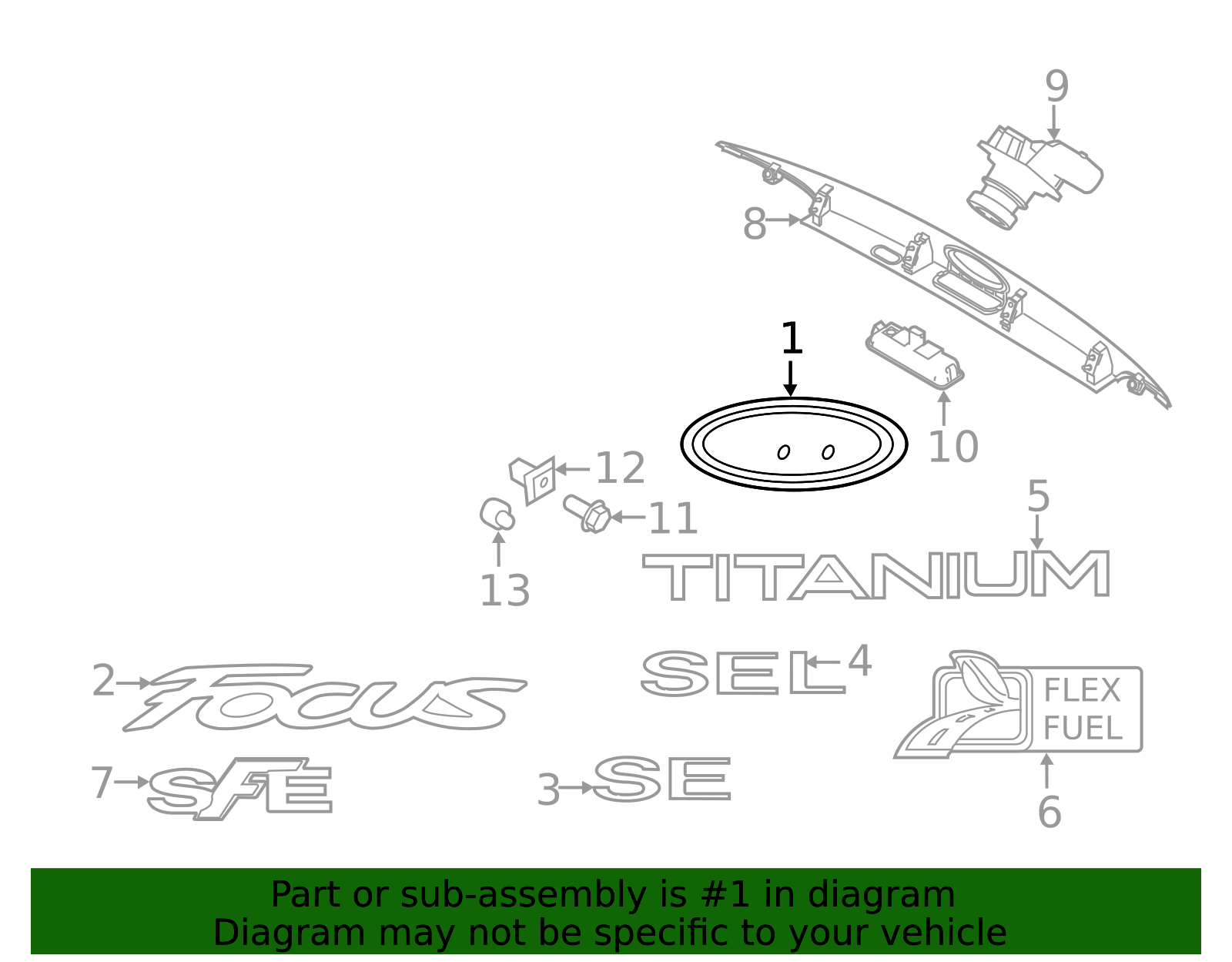 AU5Z-16605-B - 2012-2014 Ford Focus - Emblem | Dealer Auto Parts