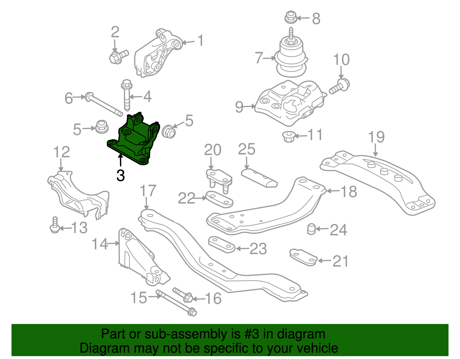 2010-2012 Subaru Center Bracket 41032AJ000 | Subaru Parts Guys