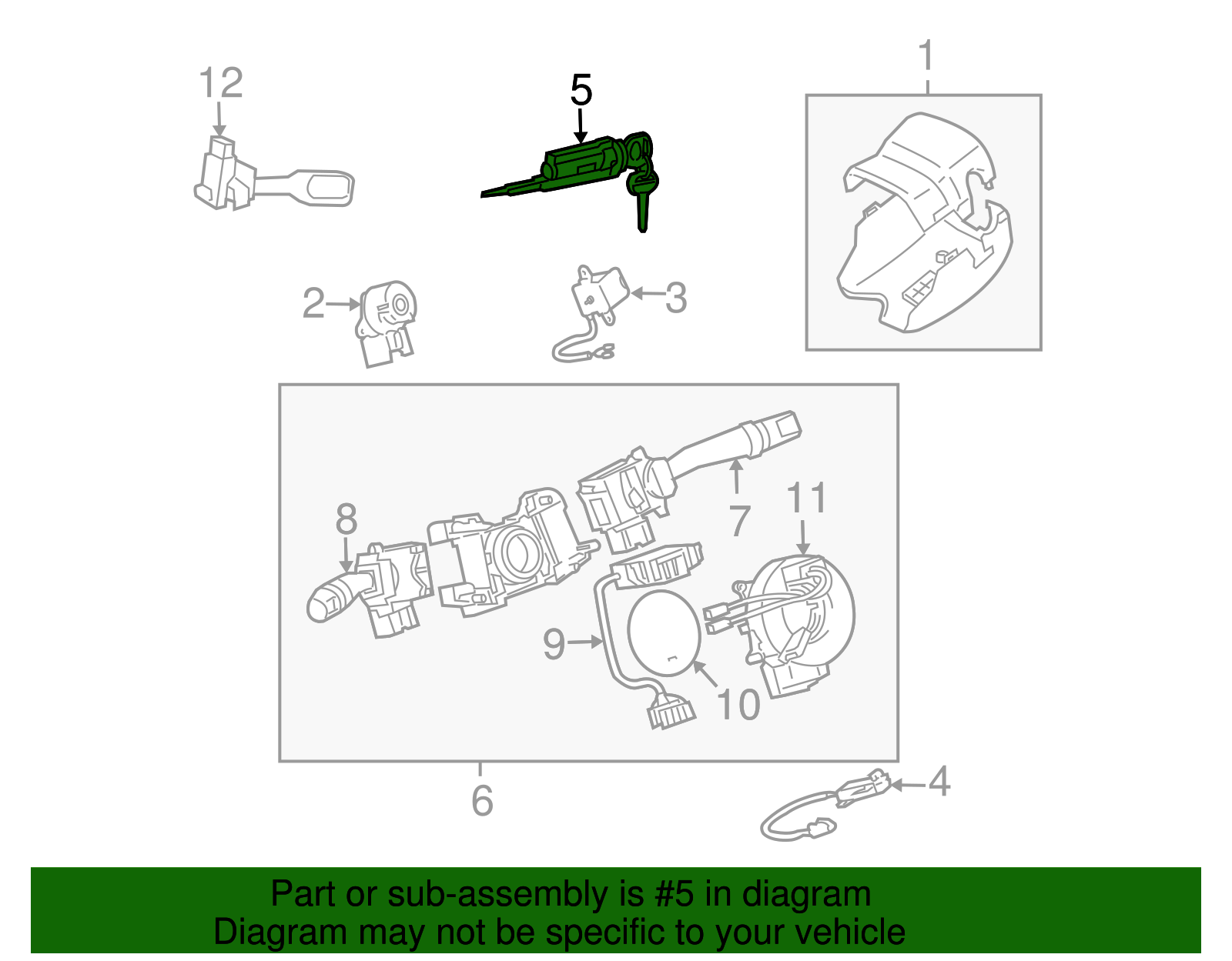 Genuine Toyota Ignition Lock Cylinder part# 69057-35190 for 2007-2008 ...