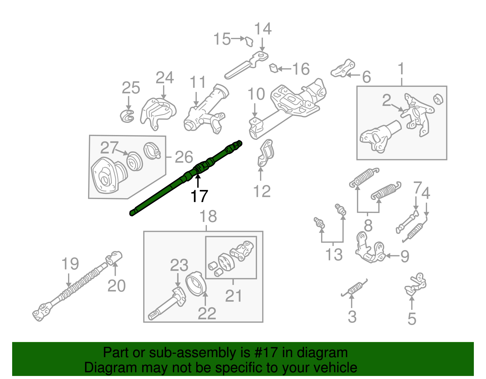 1998-2002 Toyota Land Cruiser Steering Shaft 45210-60091 | Toyota Parts ...