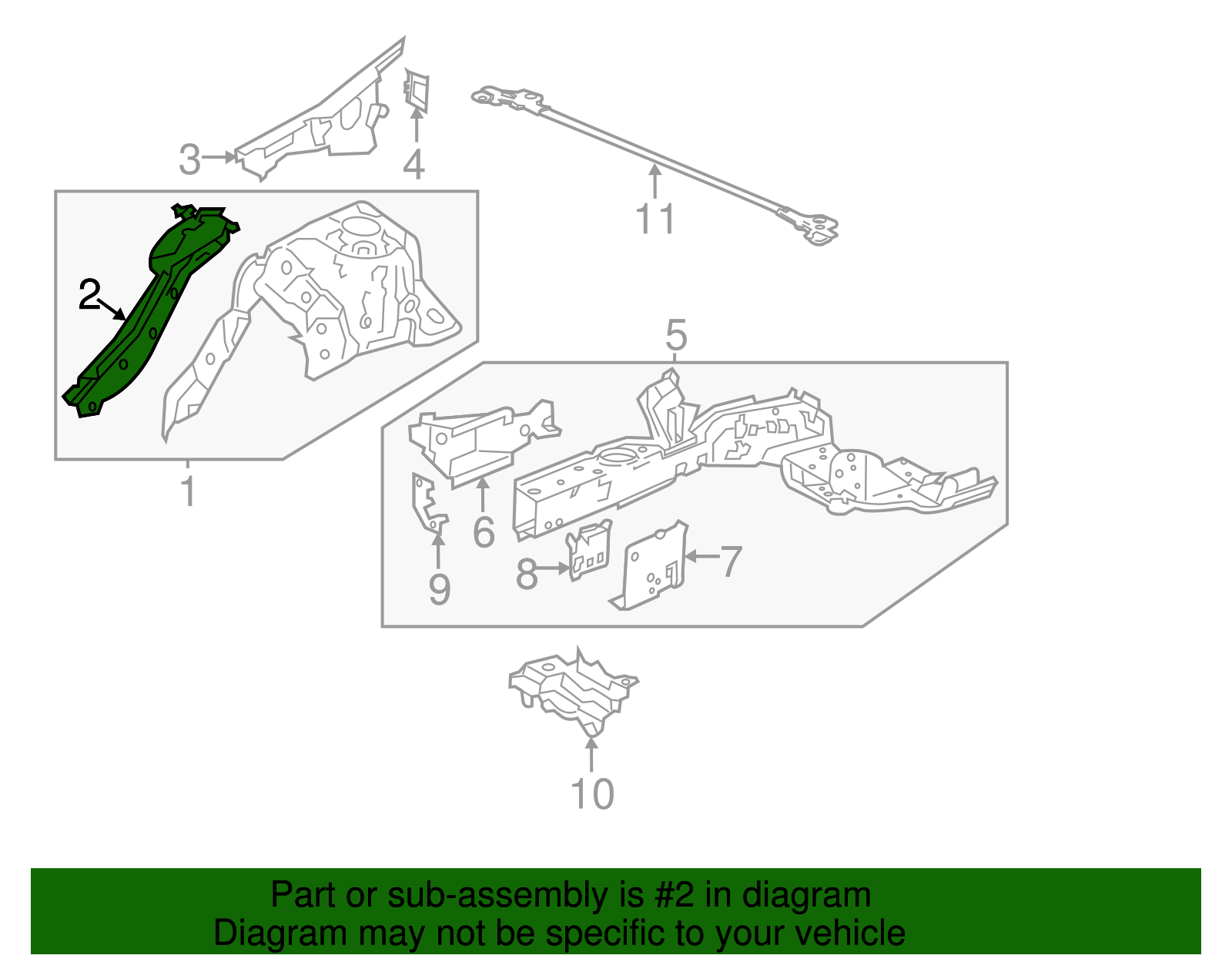 04684-T2A-A00ZZ - Member Set L Front Wheelhouse (Lower) - 2013-2017 ...