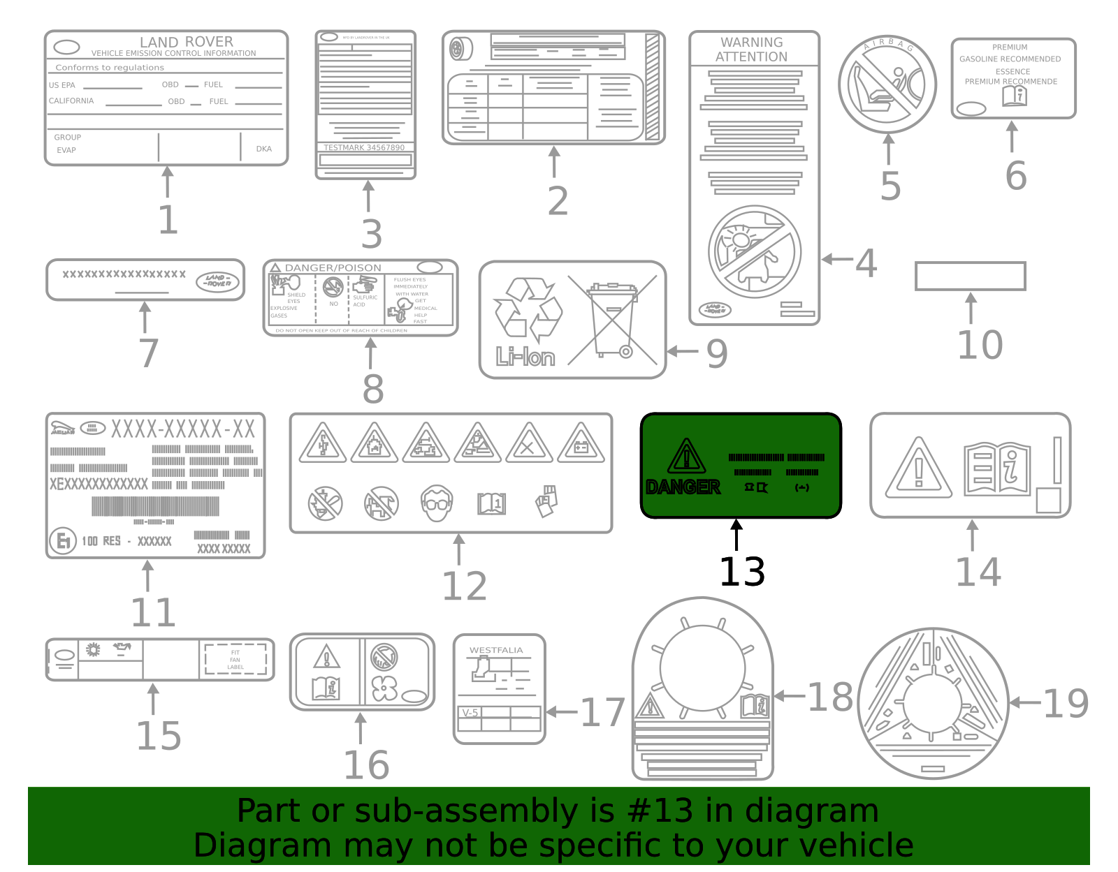 LR115894 - Battery Label 2019-2021 Land Rover Range Rover Sport | Land ...