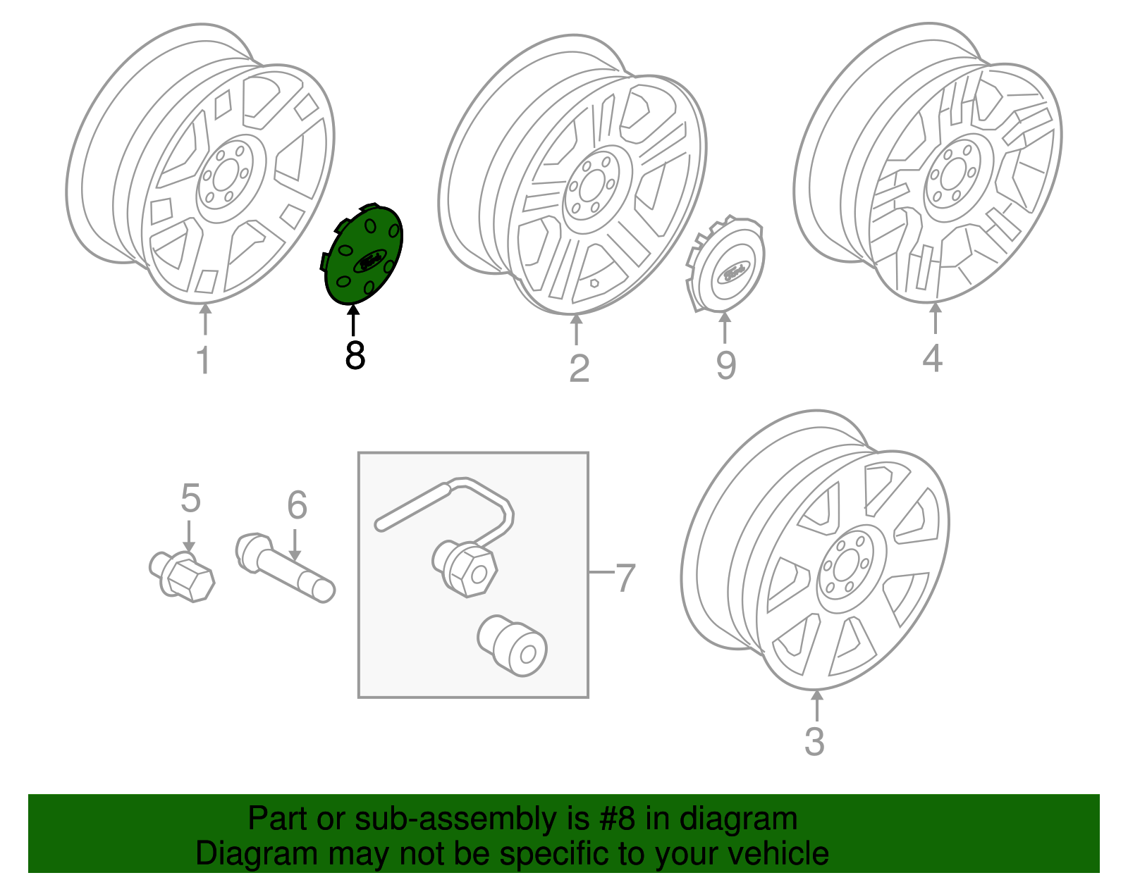 2006-2008 Ford F-150 | Center Cap | 6L3Z-1130-D | Walls' Ford Parts