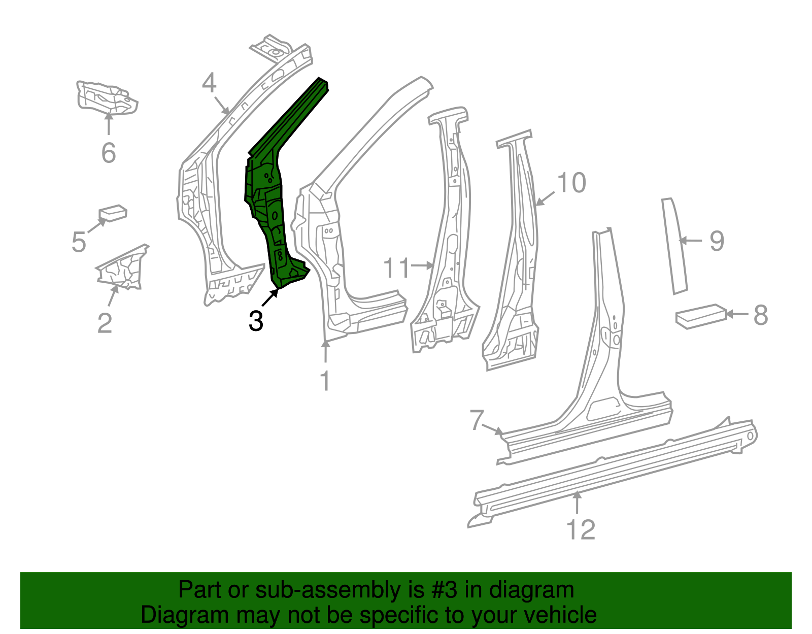 2009-2013 Toyota Corolla Hinge Pillar Reinforced 61108-02140 | Toyota ...