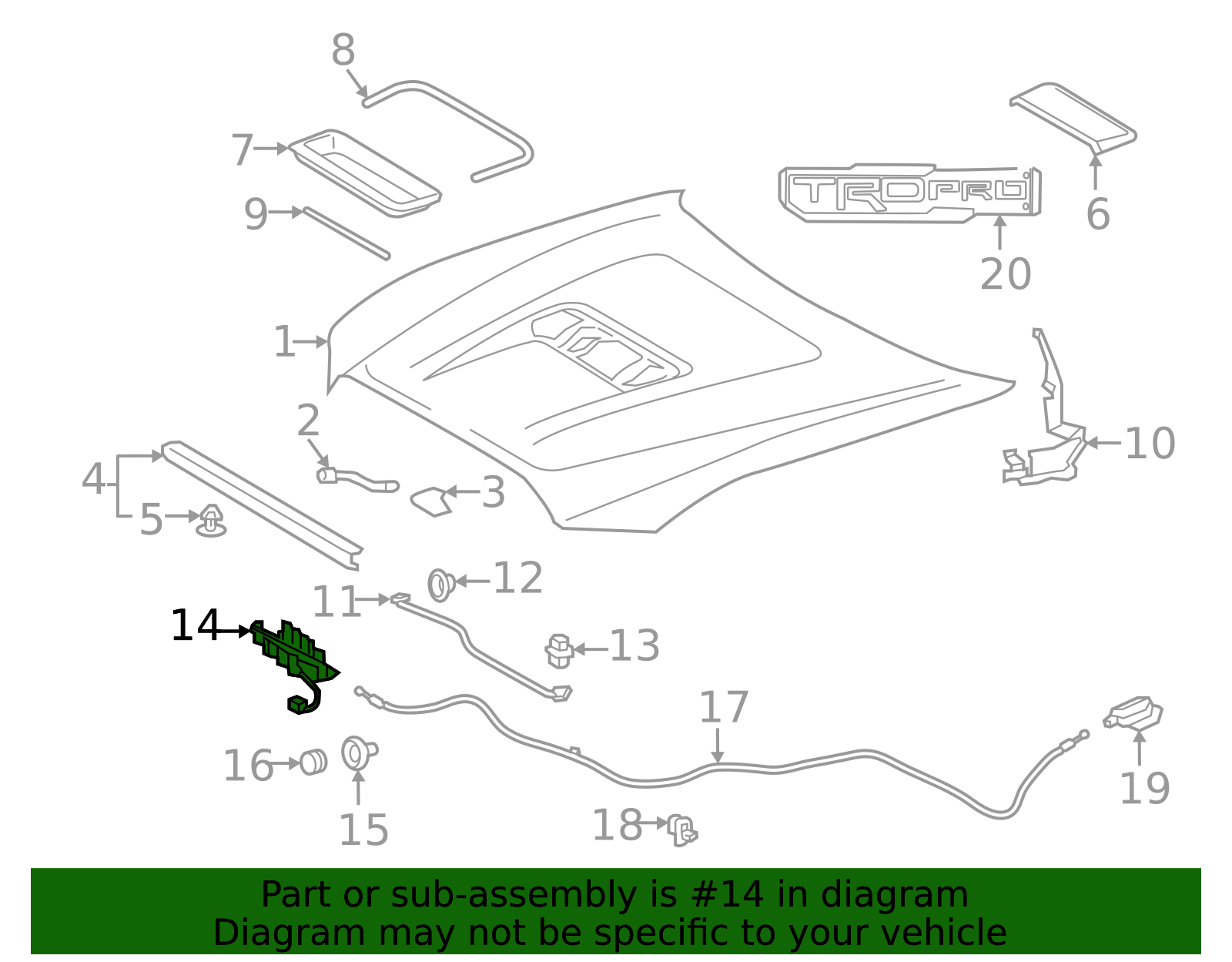 53510-04070 - High-Quality Hood Latch for 2016-2023 Toyota Tacoma ...