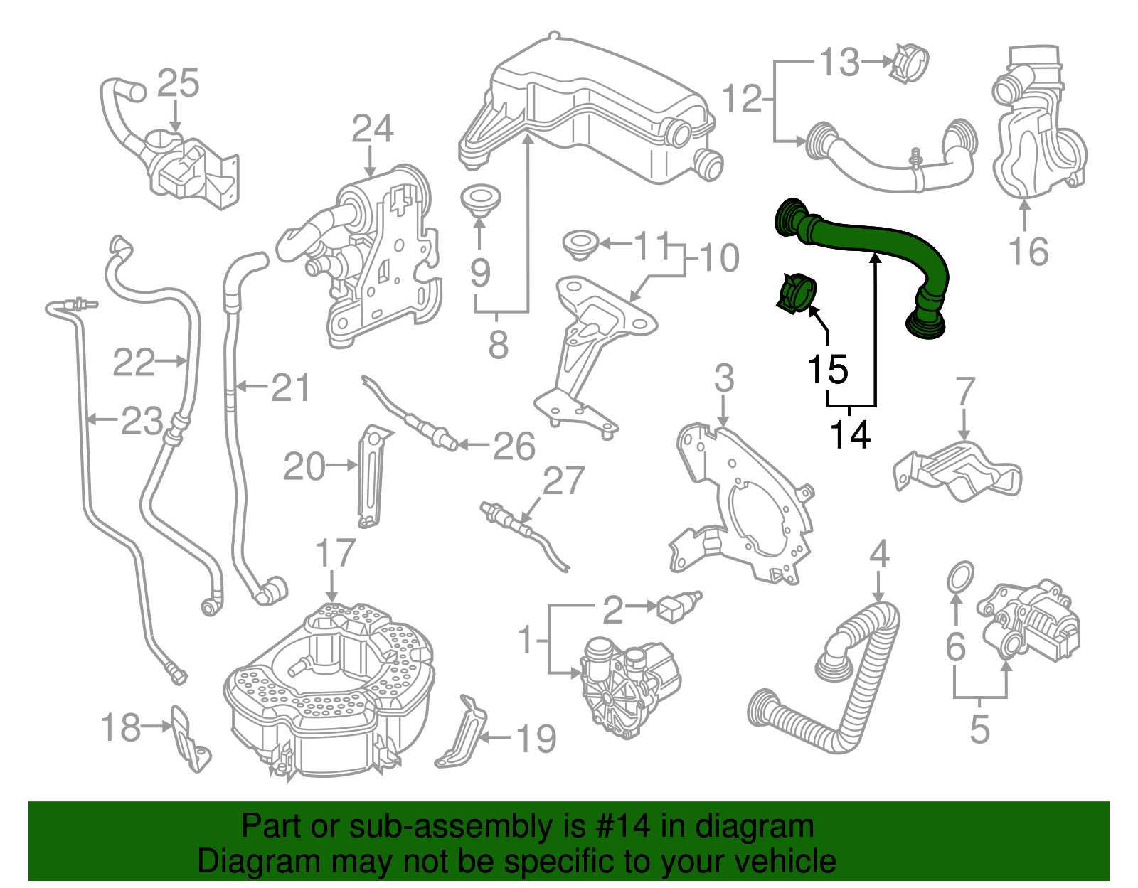 2013-2016 Volkswagen Jetta Connector Hose 04E-131-149-F | VW Direct ...