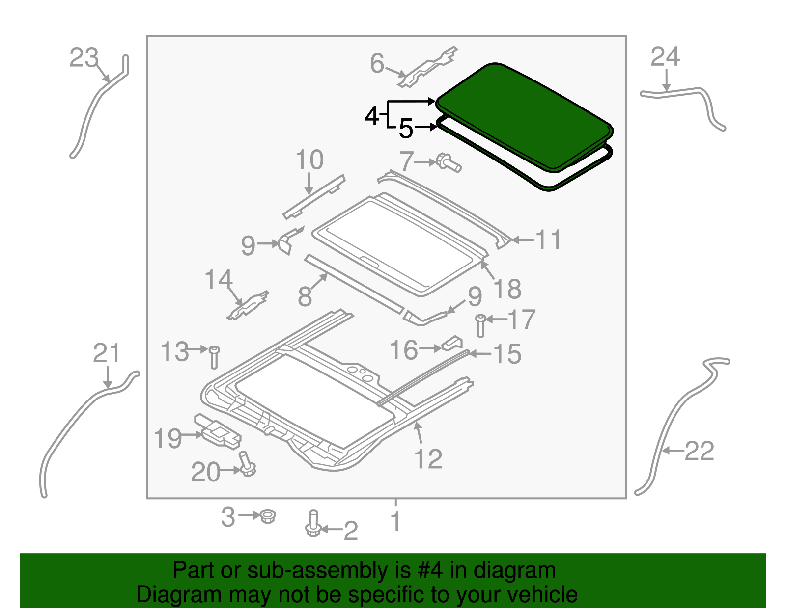 Genuine OEM Sunroof Glass Part# 81610-F2000 Fits 2017-2025 Hyundai: Up ...