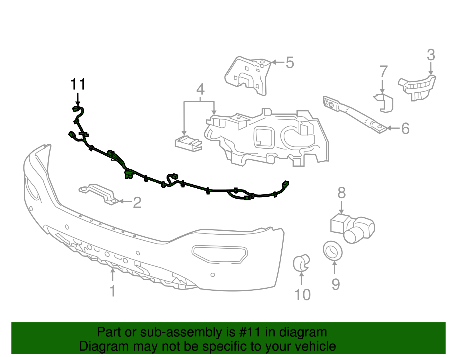 2016-2019 GM Front Object Alarm Sensor Wiring Harness 23274033 ...
